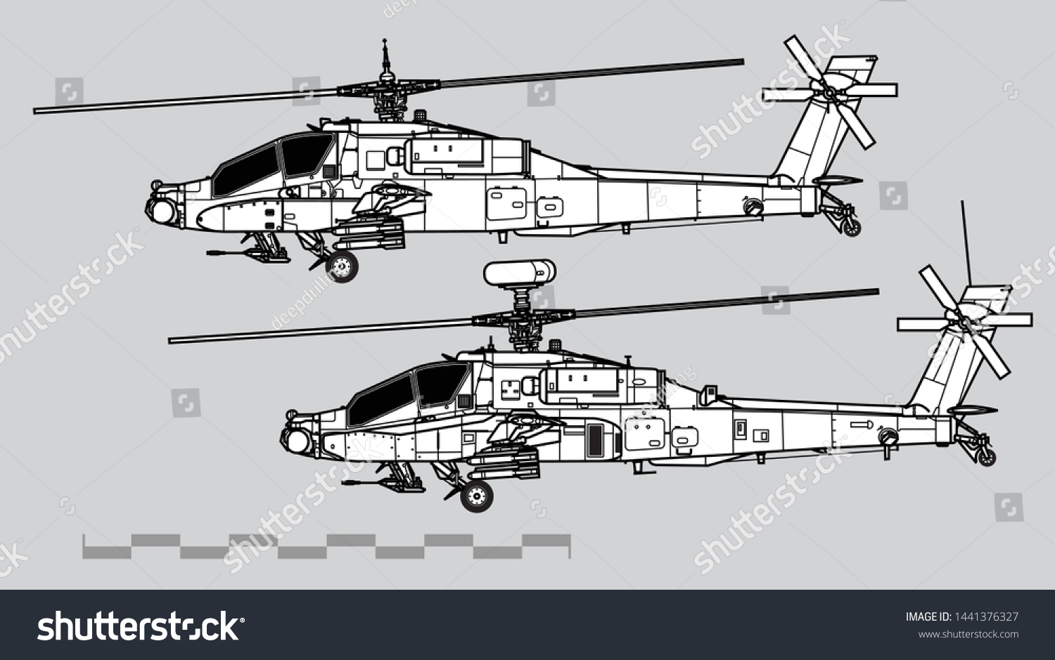 Mcdonnell Douglas Ah64 Apache Outline Vector Stock Vector (Royalty Free ...