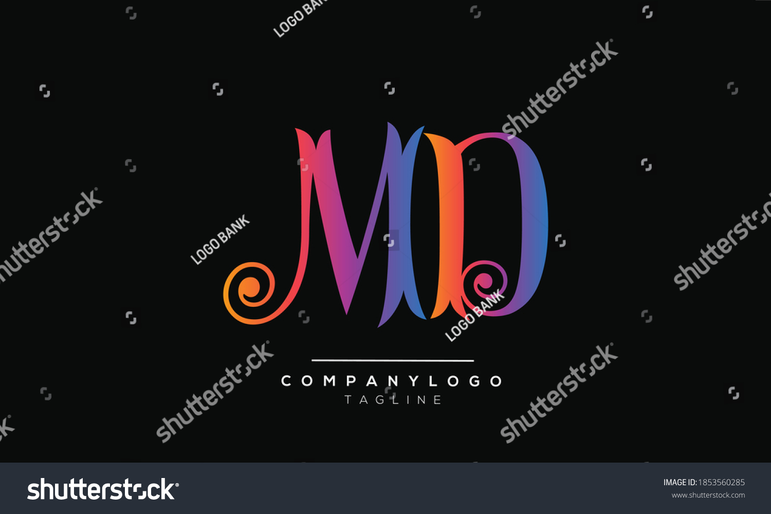 Md Initials Monogram Letter Text Alphabet Stock Vector (Royalty Free ...