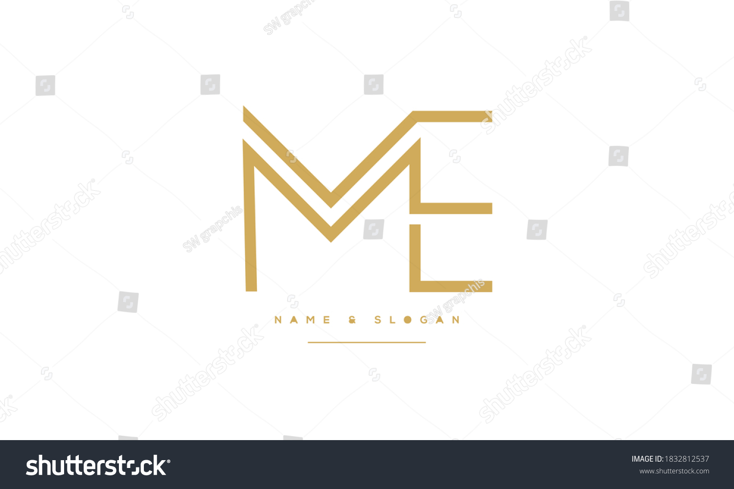 Meem M E Abstract Letters Logo Stock Vector (Royalty Free) 1832812537