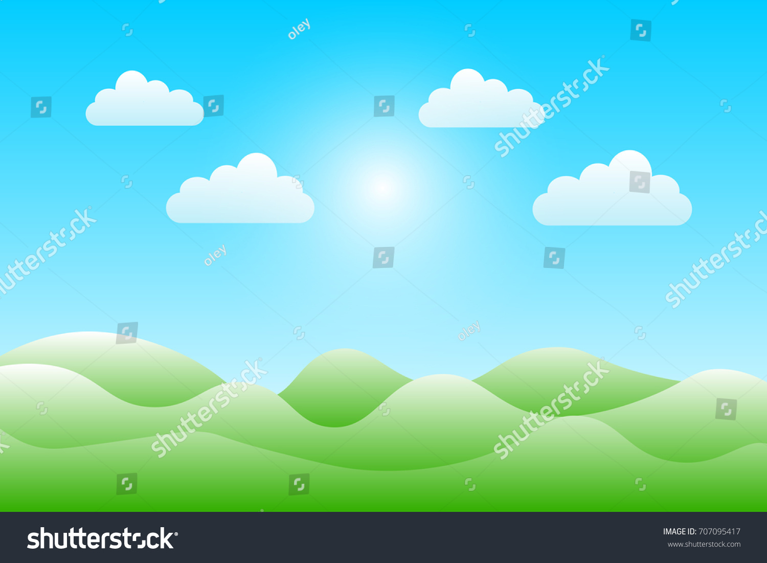 Meadow Landscape Background Stock Vector (Royalty Free) 707095417 ...