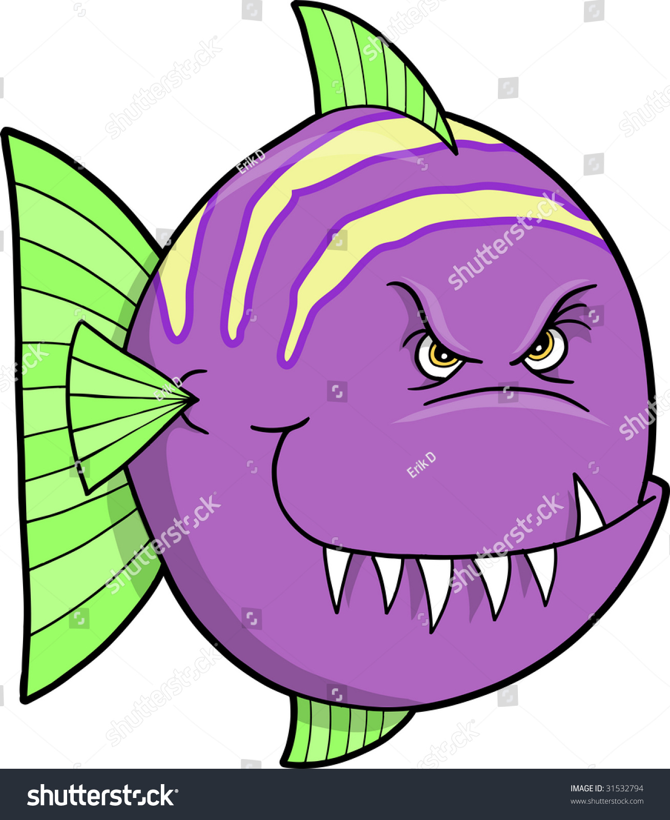 Mean Fish Vector Illustration - 31532794 : Shutterstock
