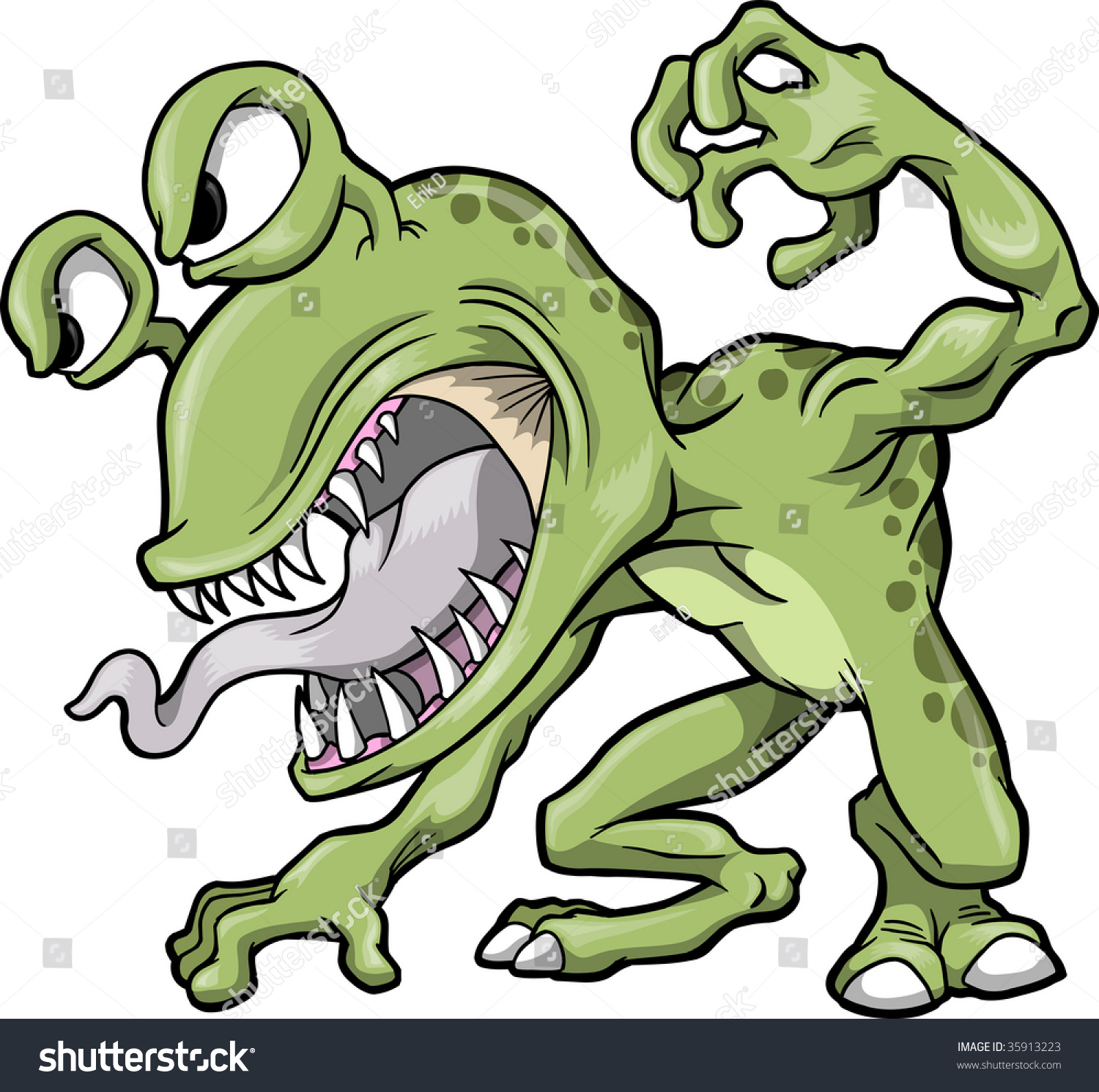 Mean Green Monster Vector Illustration Stock Vector (Royalty Free) 35913223