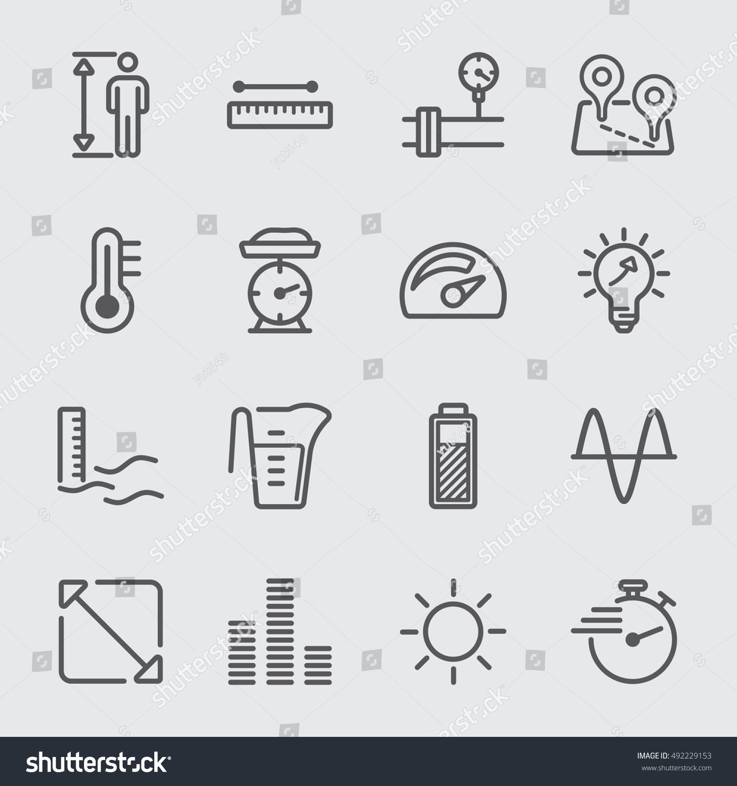 Icono de línea de medida: vector de stock (libre de regalías) 492229153