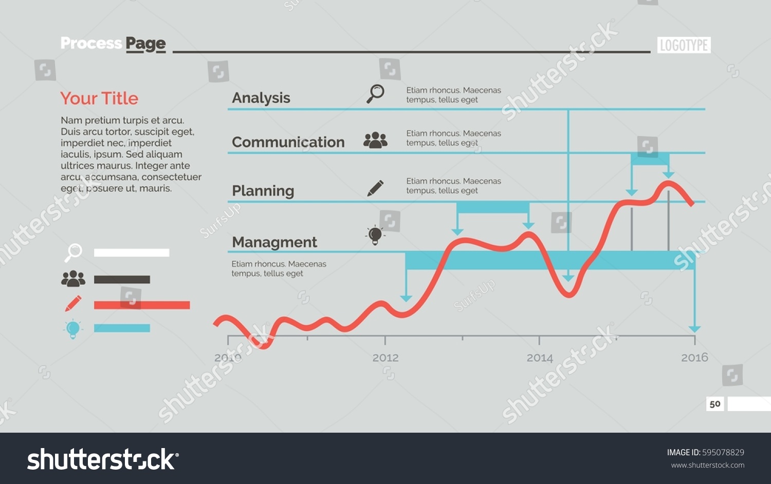 Measures Line Chart Slide Template Stock Vector (Royalty Free ...