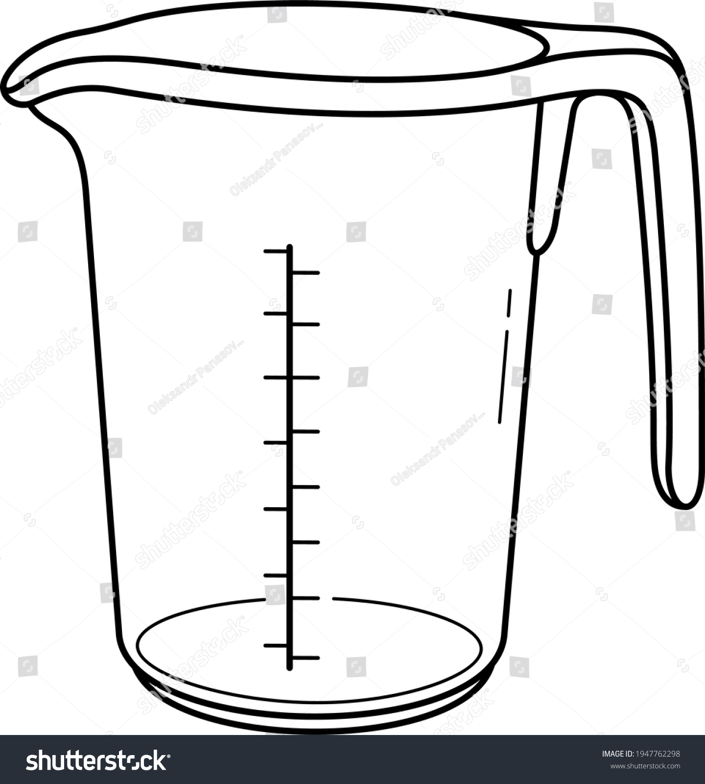 Measuring Jug Vector Outline Illustration Stock Vector (Royalty Free ...