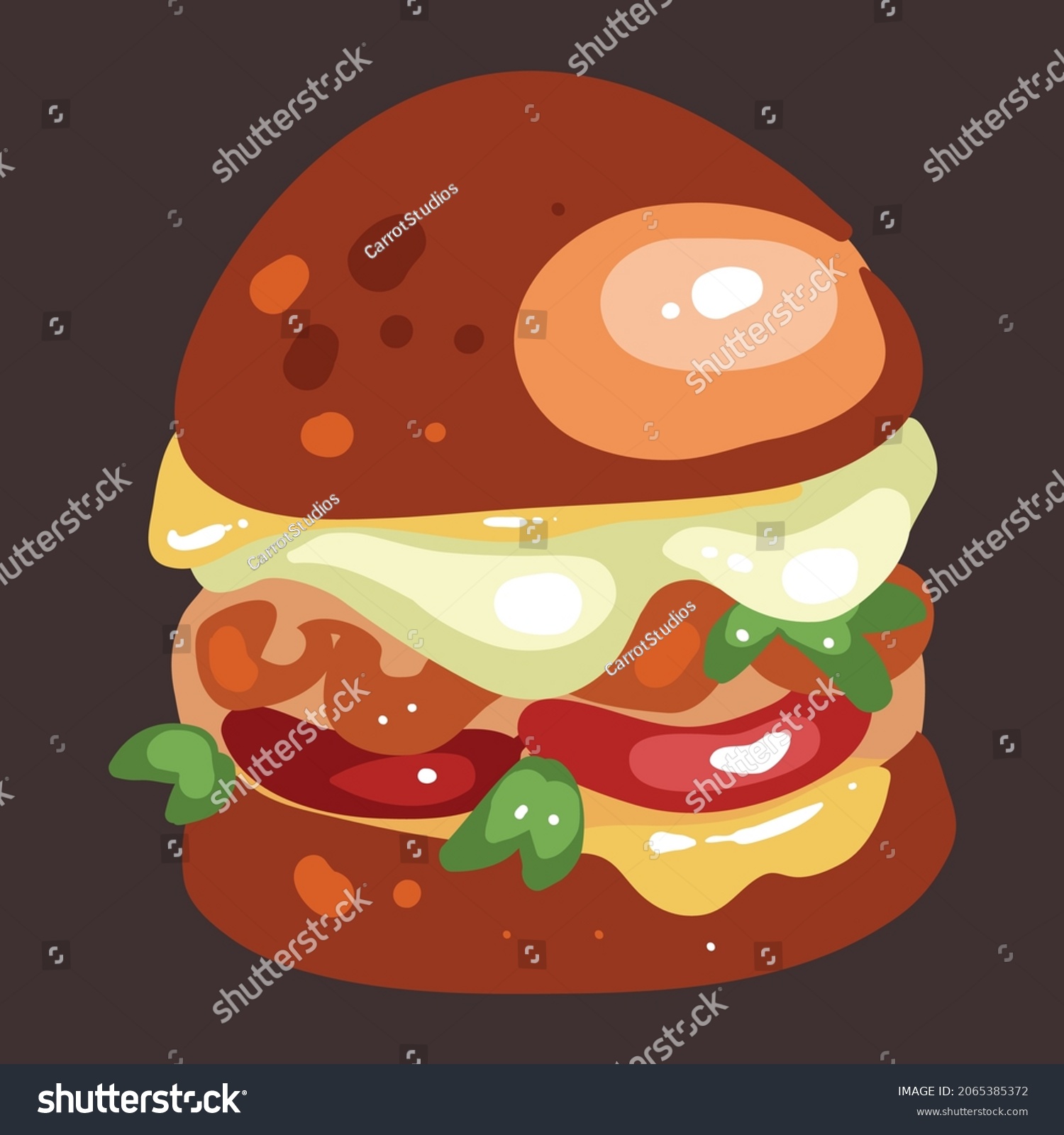 Meat Burger Vector Illustration Isolated Stock Vector (Royalty Free ...