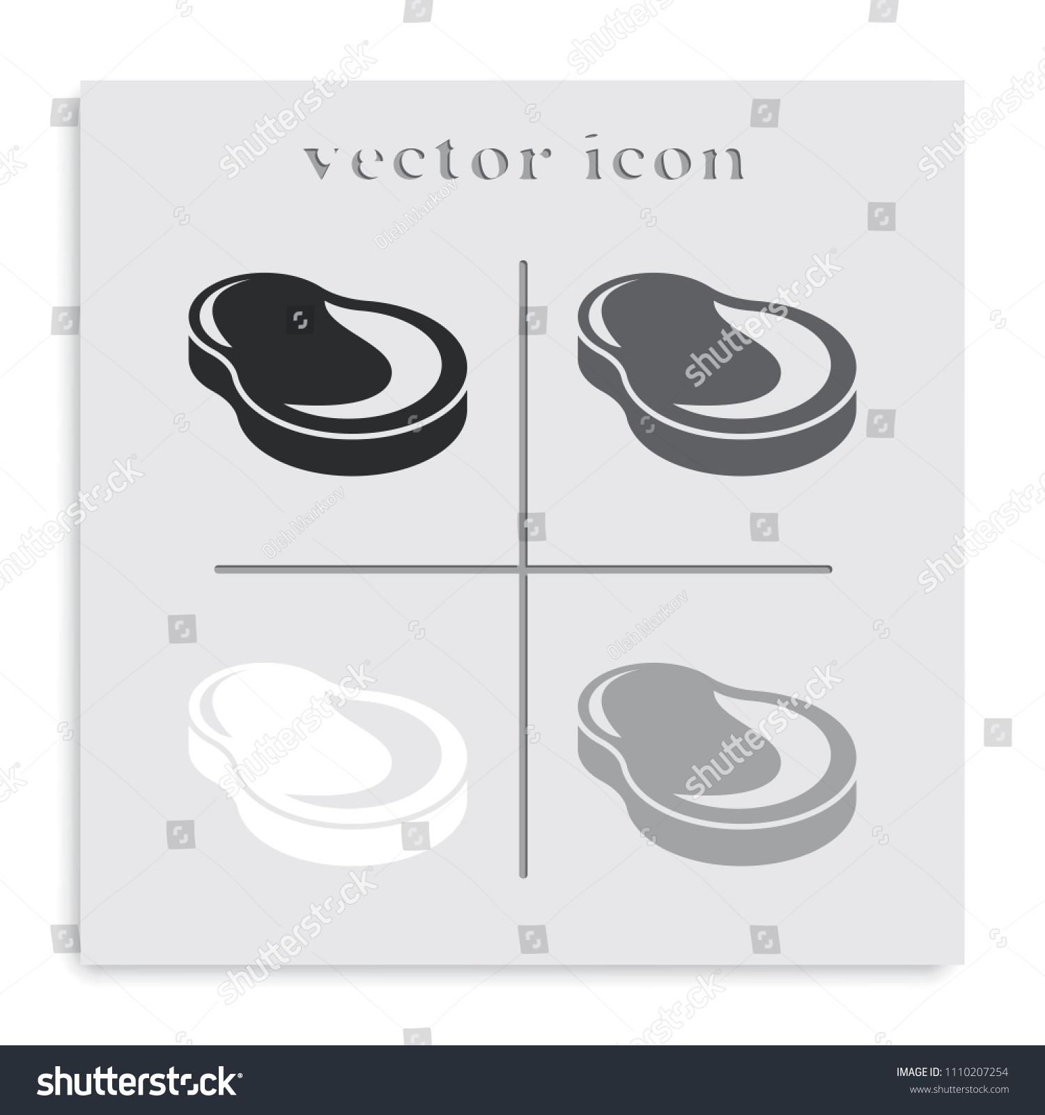 Meat Flat Black White Vector Icon Stock Vector (Royalty Free) 1110207254