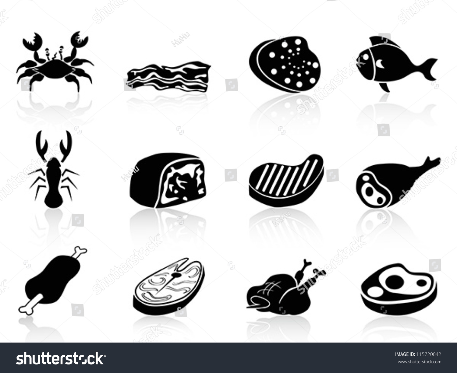 Meat Icons Set Stock Vector (Royalty Free) 115720042