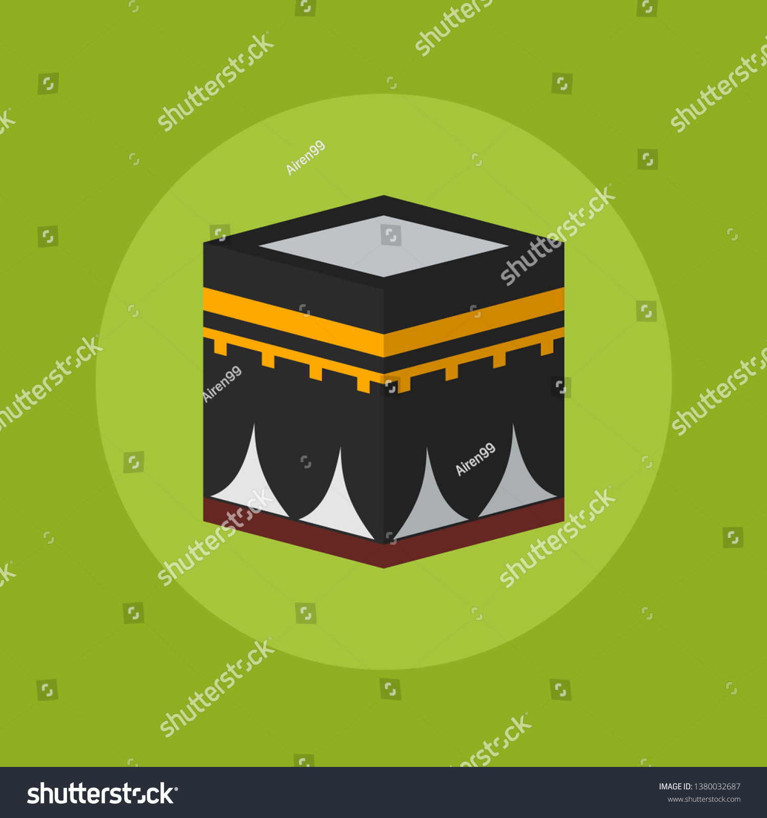 Mecca Kaaba Vector Flat Design Full: Stock-Vektorgrafik (Lizenzfrei ...