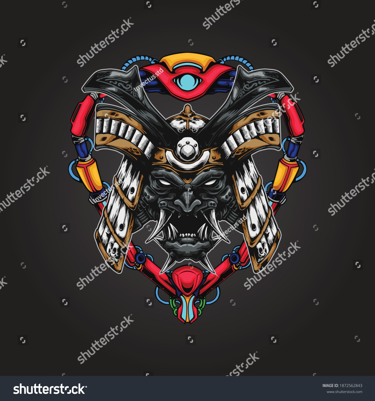 Mecha Face Samurai Element Illustration Stock Vector (Royalty Free ...