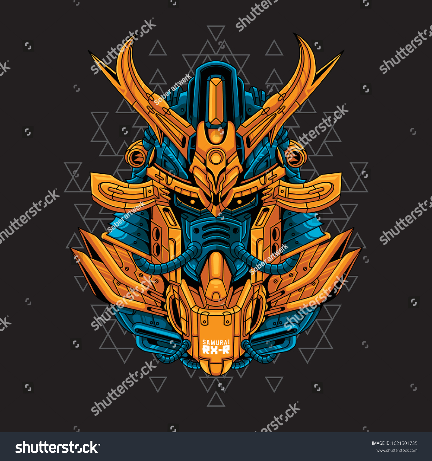Mecha Head Samurai Sacred Geometry Pattern Stock Vector (Royalty Free ...