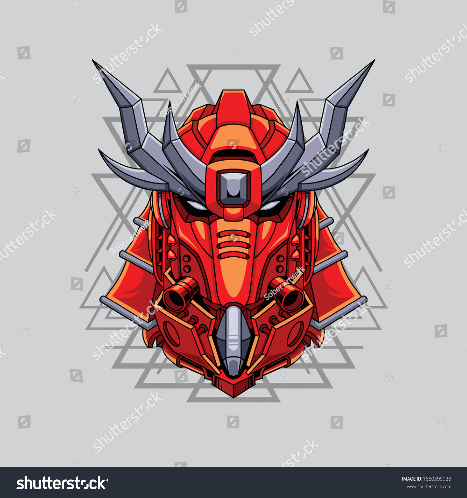 Mecha Head Samurai Sacred Geometry Pattern Stock Vector (Royalty Free ...