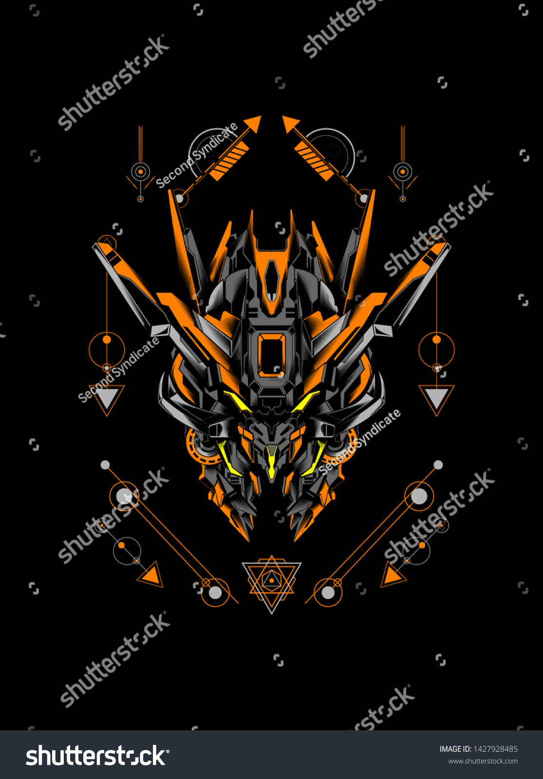 Mecha Head Sacred Geometry Pattern Stock Vector (Royalty Free ...
