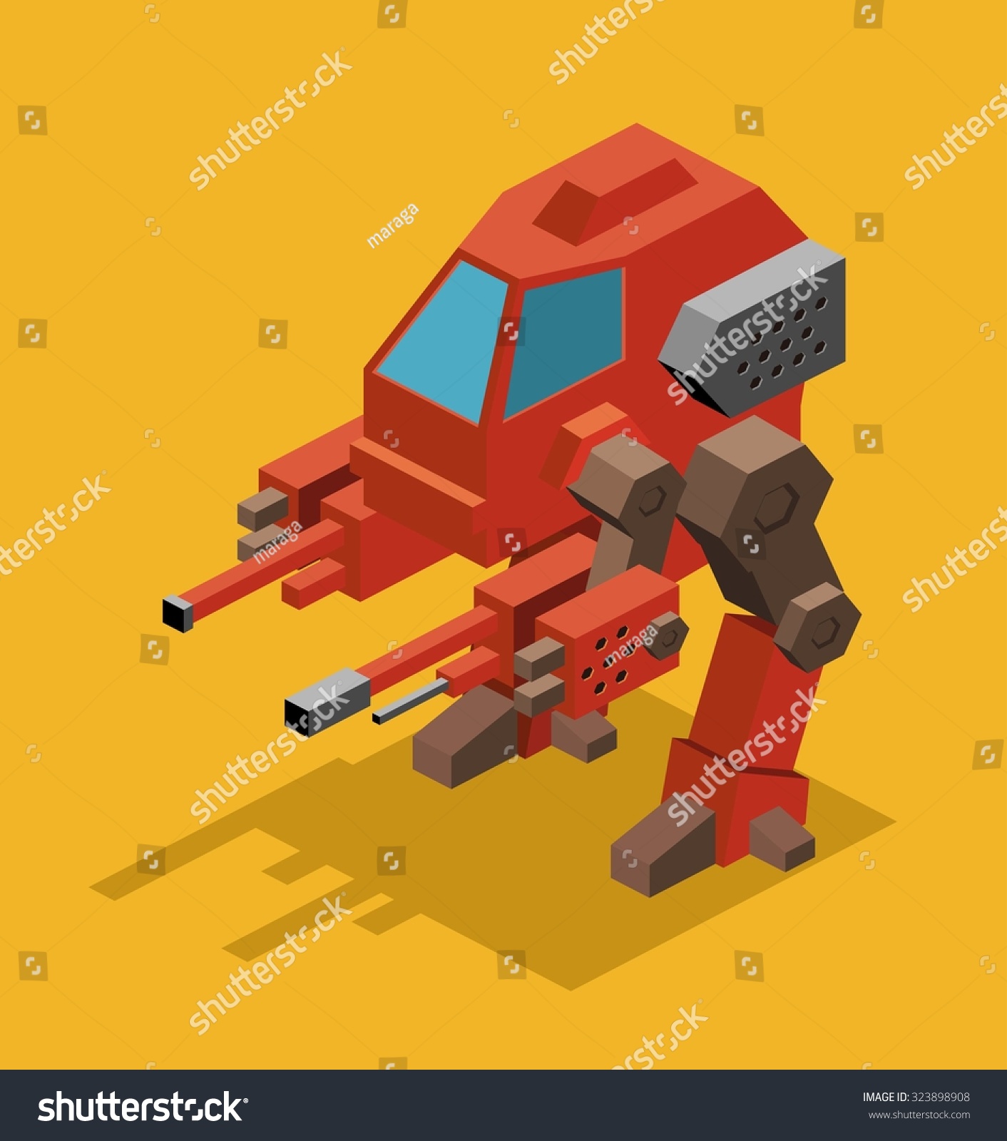 Mecha Robot Isometric Vector Illustration: เวกเตอร์สต็อก (ปลอดค่า ...