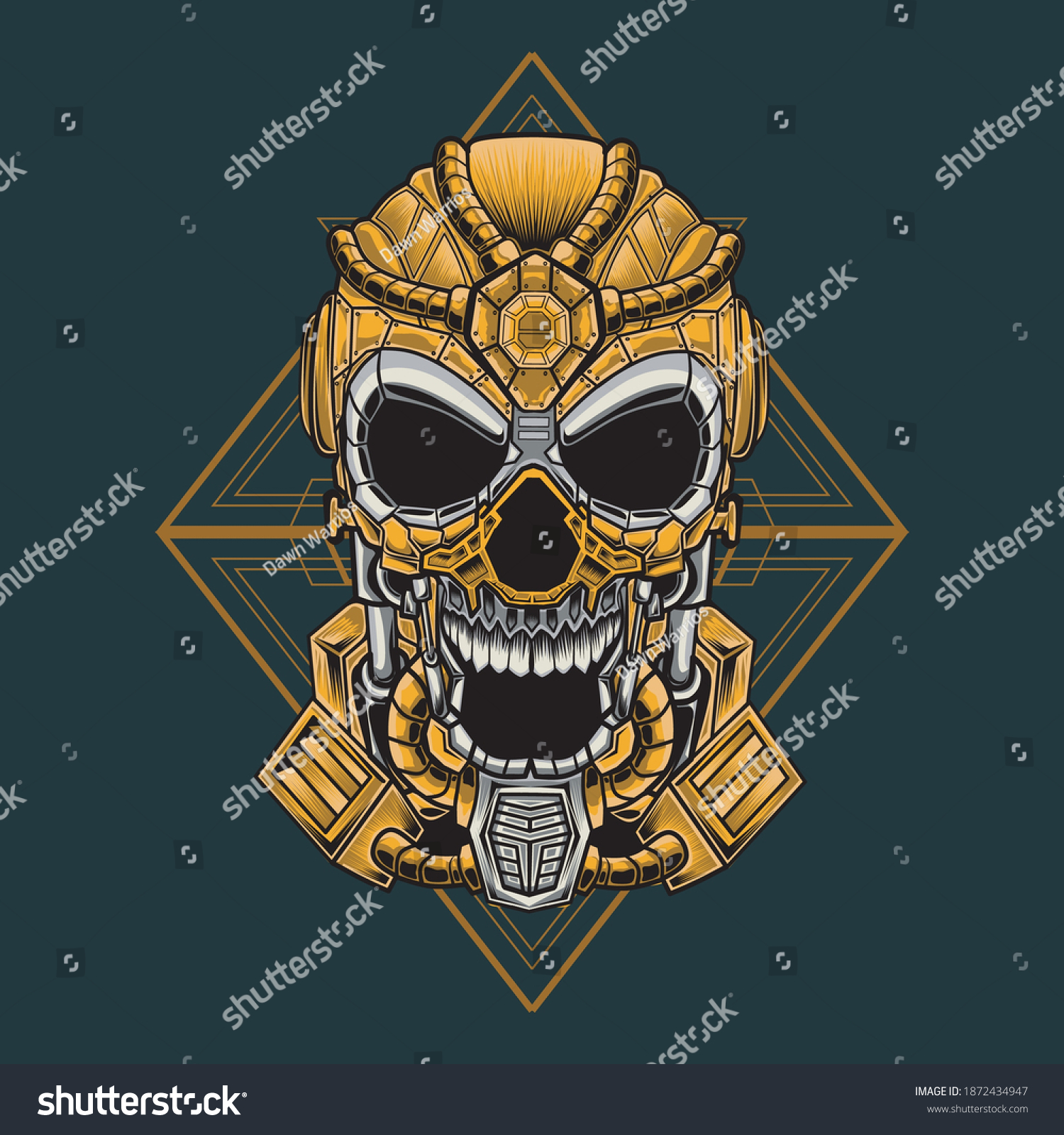Mecha Robot Skull Vector Illustration Stock Vector (Royalty Free ...