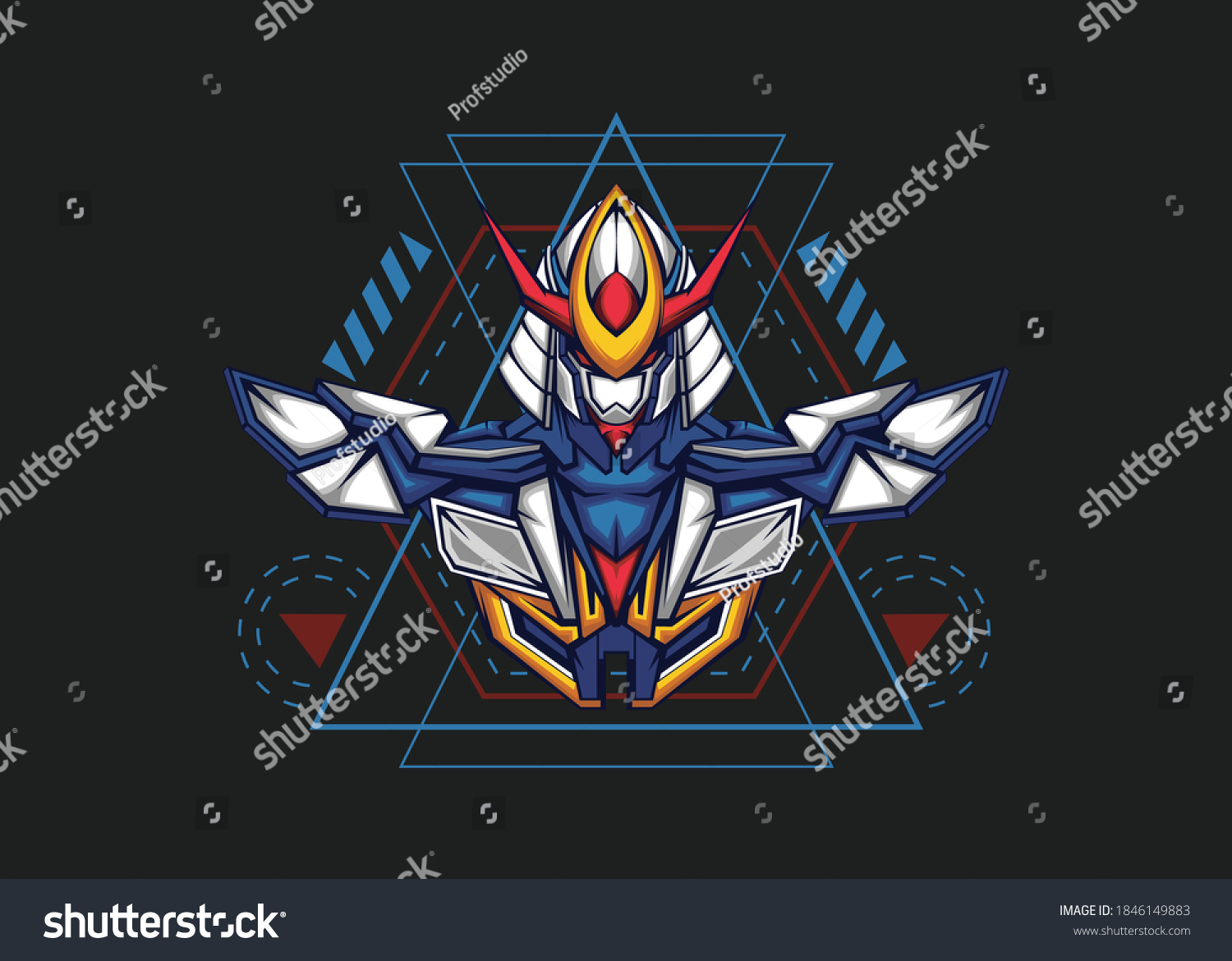 Mecha Robot Vector Illustration Sacred Geometry 库存矢量图（免版税）1846149883 ...