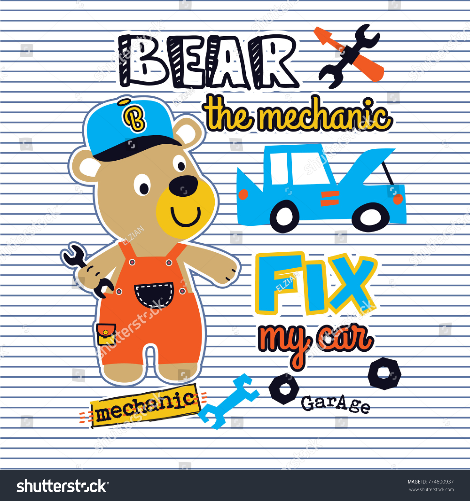 Mechanic Bear Animal Cartoon Vector Stock Vector (Royalty Free ...