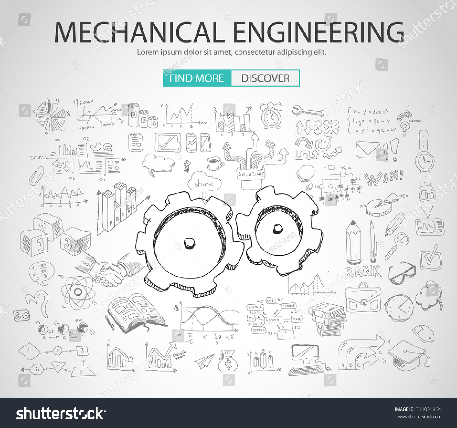 Mechanical Engineering Concept Doodle Design Style Stock Vector ...