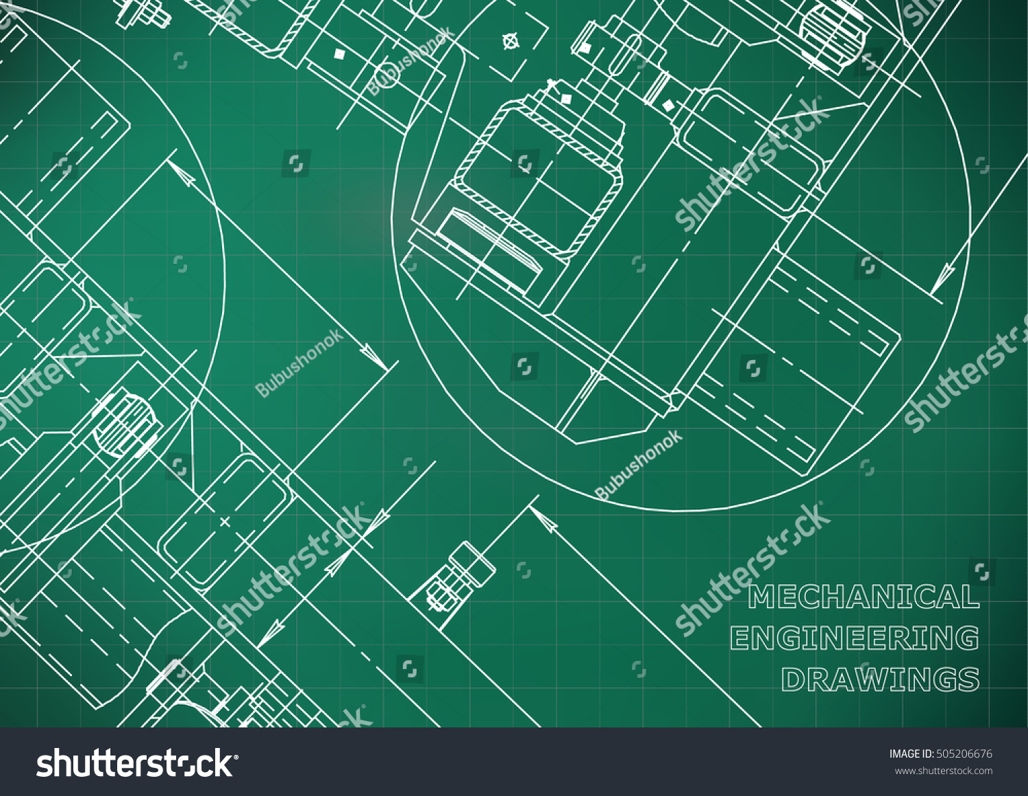 Mechanical Engineering Drawing Blueprints Light Green: Vector có sẵn ...