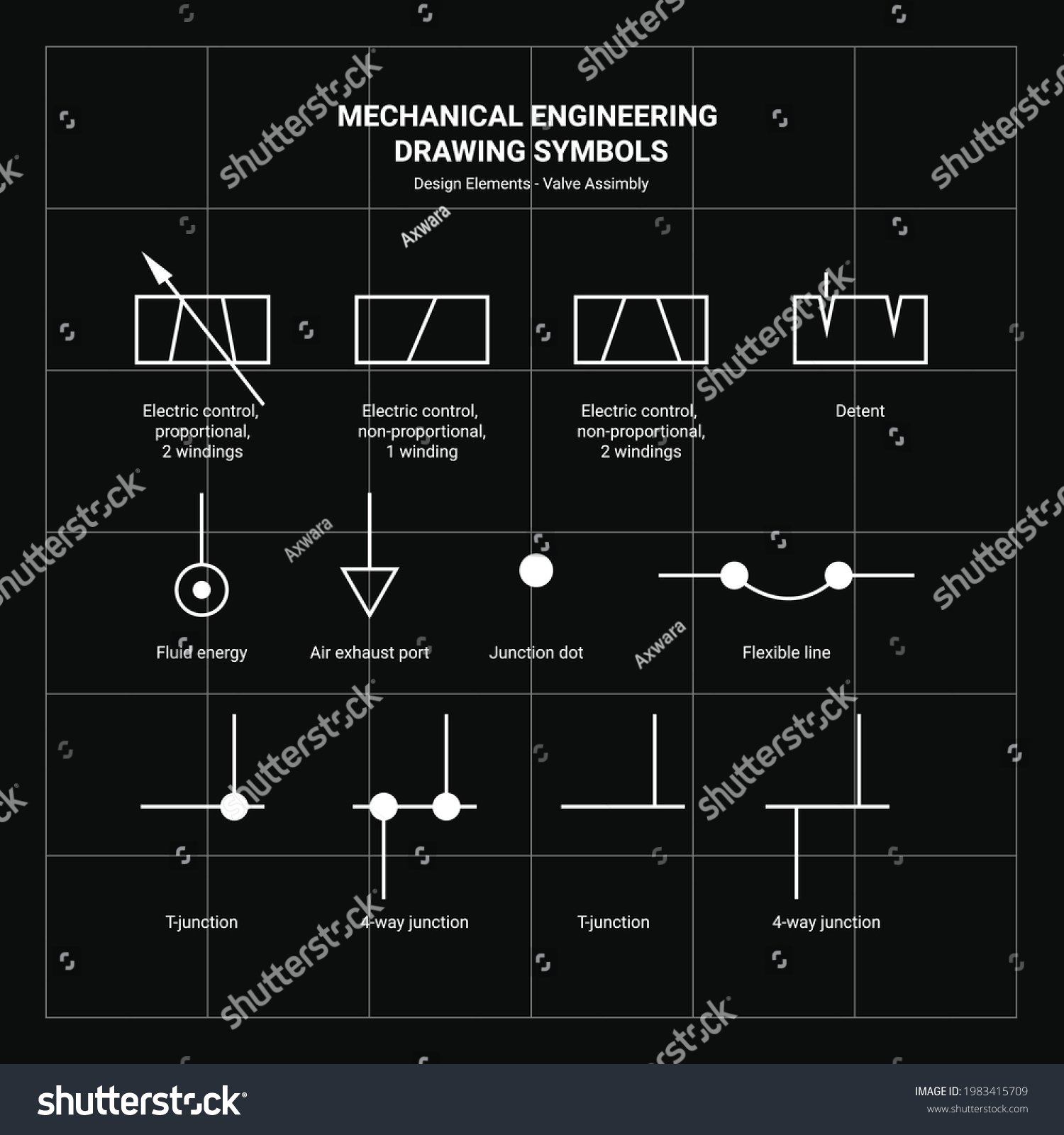 Mechanical Engineering Drawing Symbol Design Elements Stock Vector ...