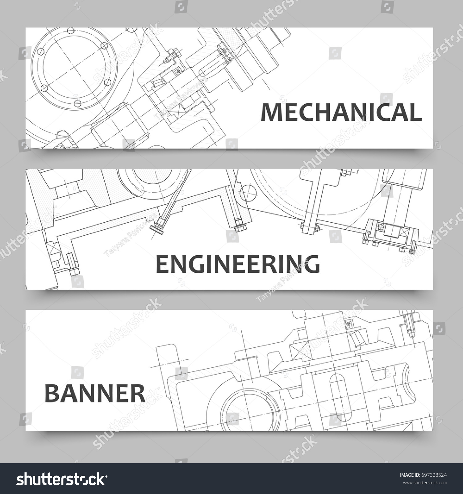 Mechanical Engineering Drawings Banner Vector Engineering: เวกเตอร์ ...