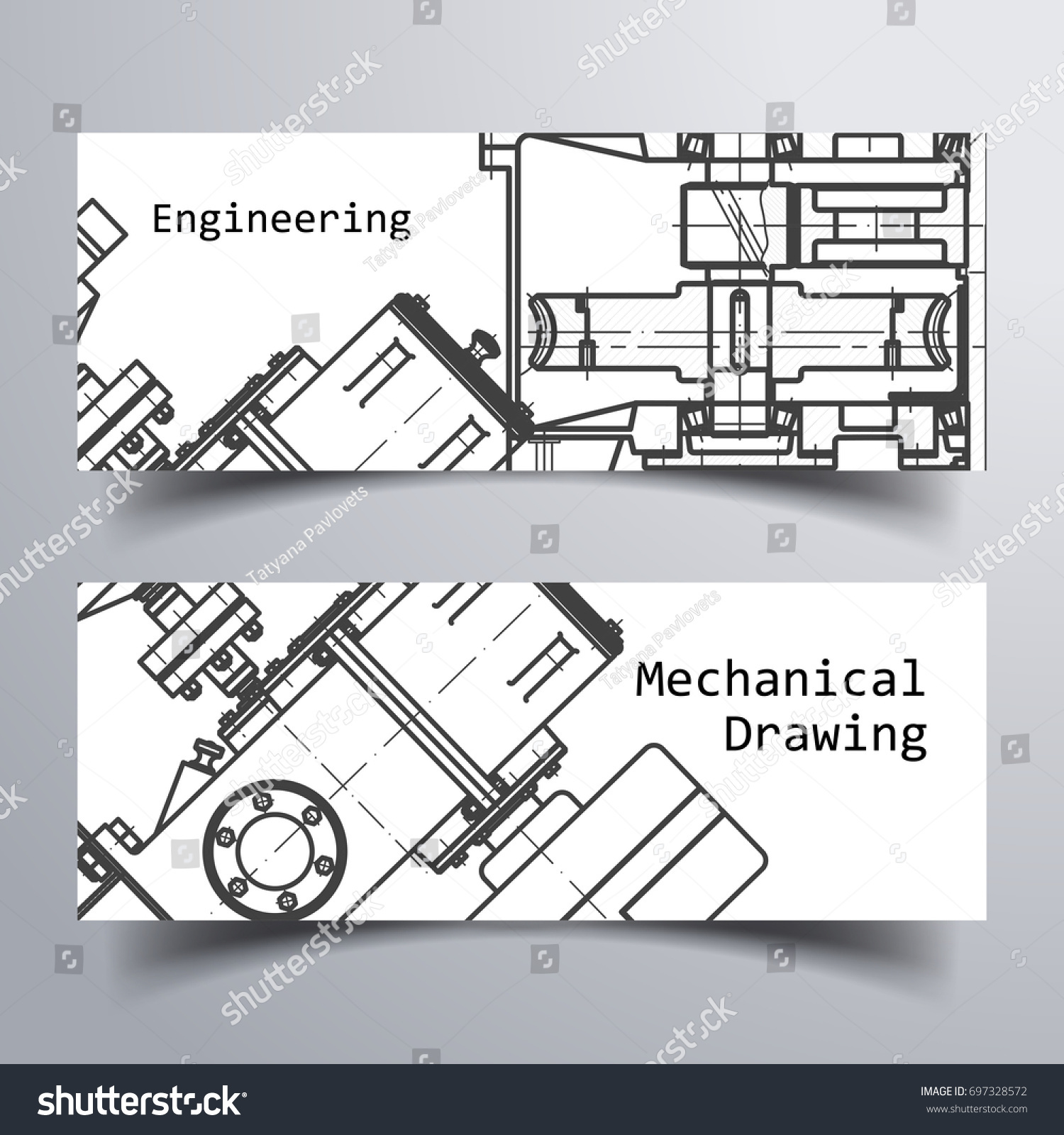 Mechanical Engineering Drawings Banner Vector Engineering: เวกเตอร์ ...