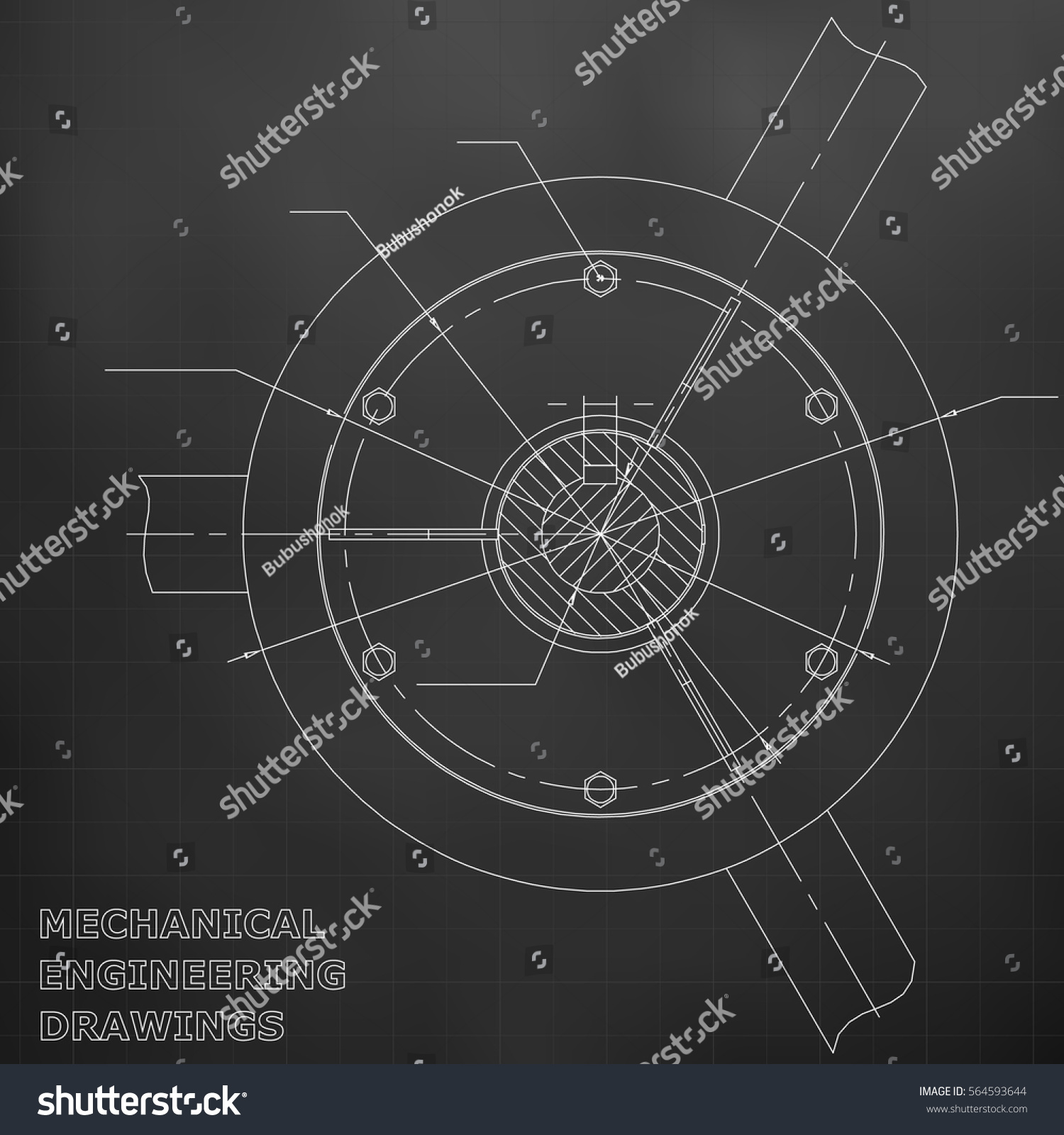 Mechanical Engineering Drawings Engineering Black Grid: เวกเตอร์สต็อก ...