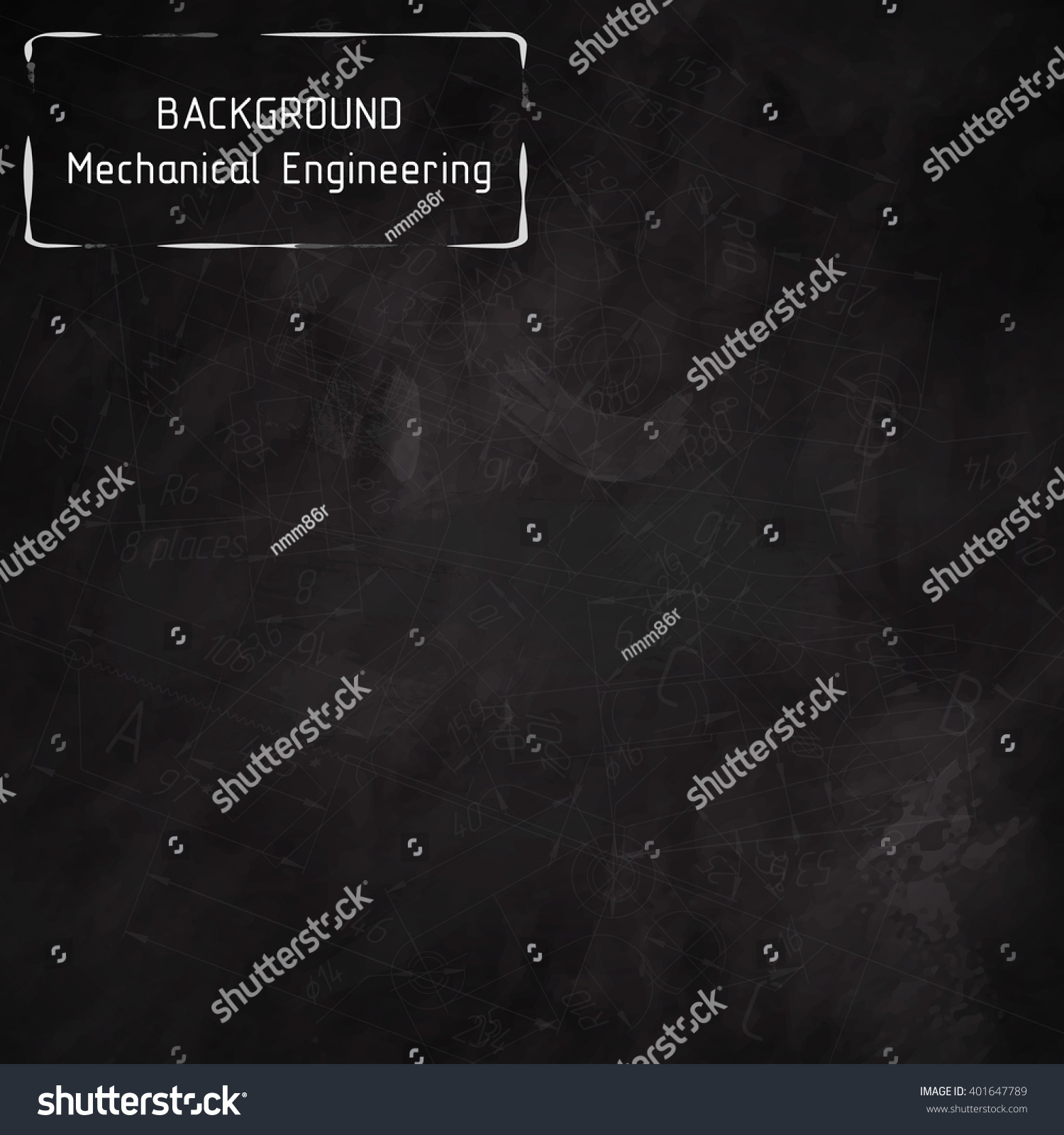 Mechanical Engineering Drawings On Blackboard Background Stock Vector ...