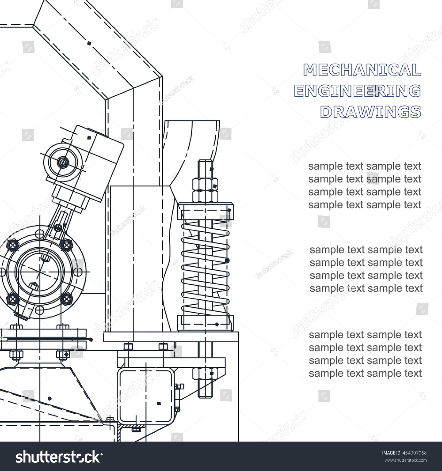 Mechanical Engineering Drawing Technical Illustrations Drawing: vector ...