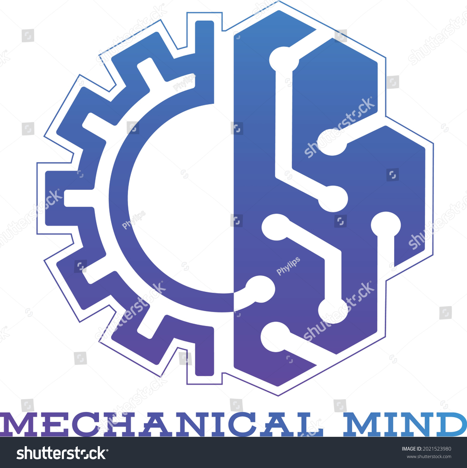 Mechanical Mind Logo Designer Gradient Illustration Stock Vector ...
