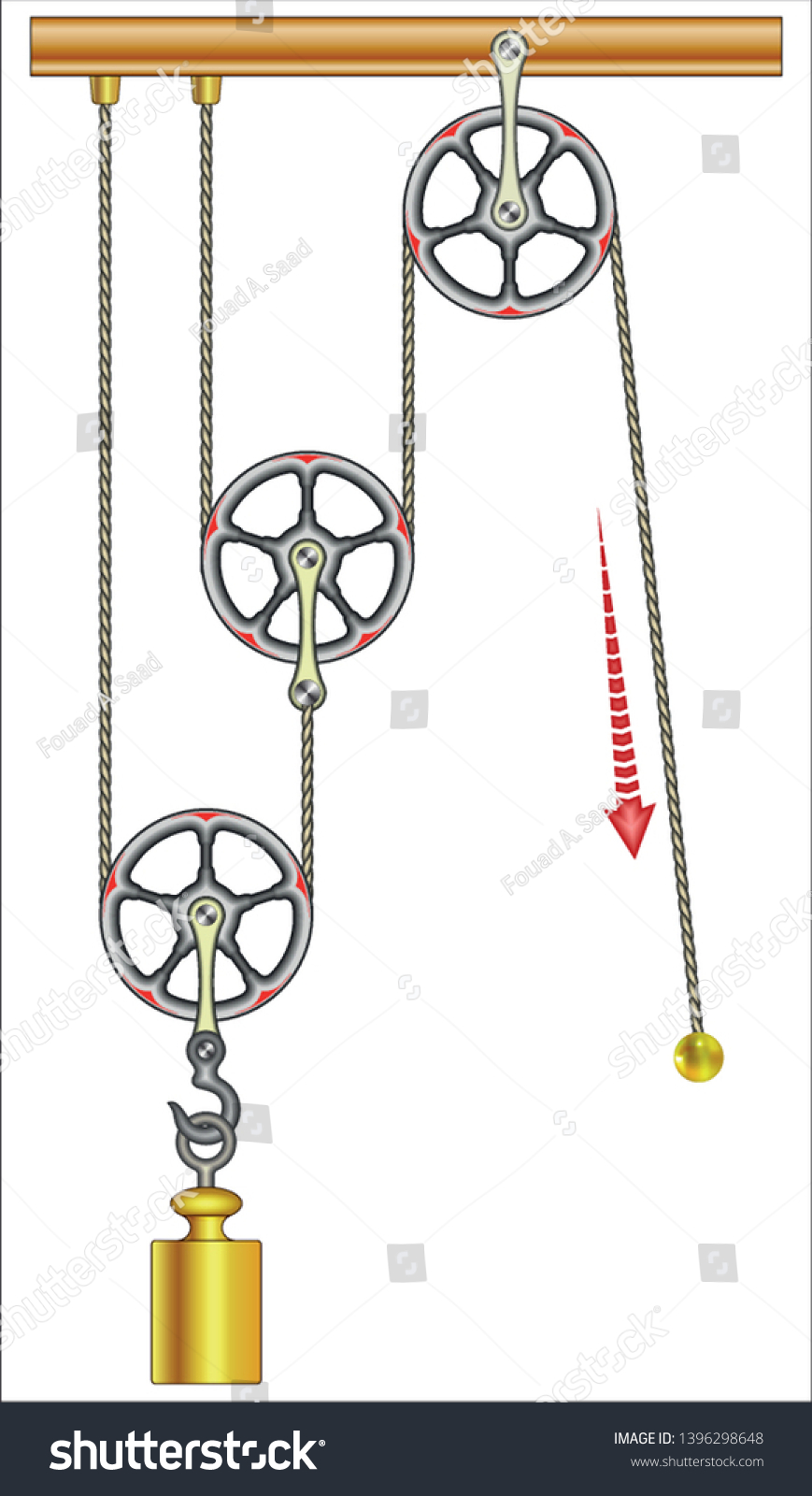 Mechanical Power Loaded Movable Pulleys Stock Vector (Royalty Free ...