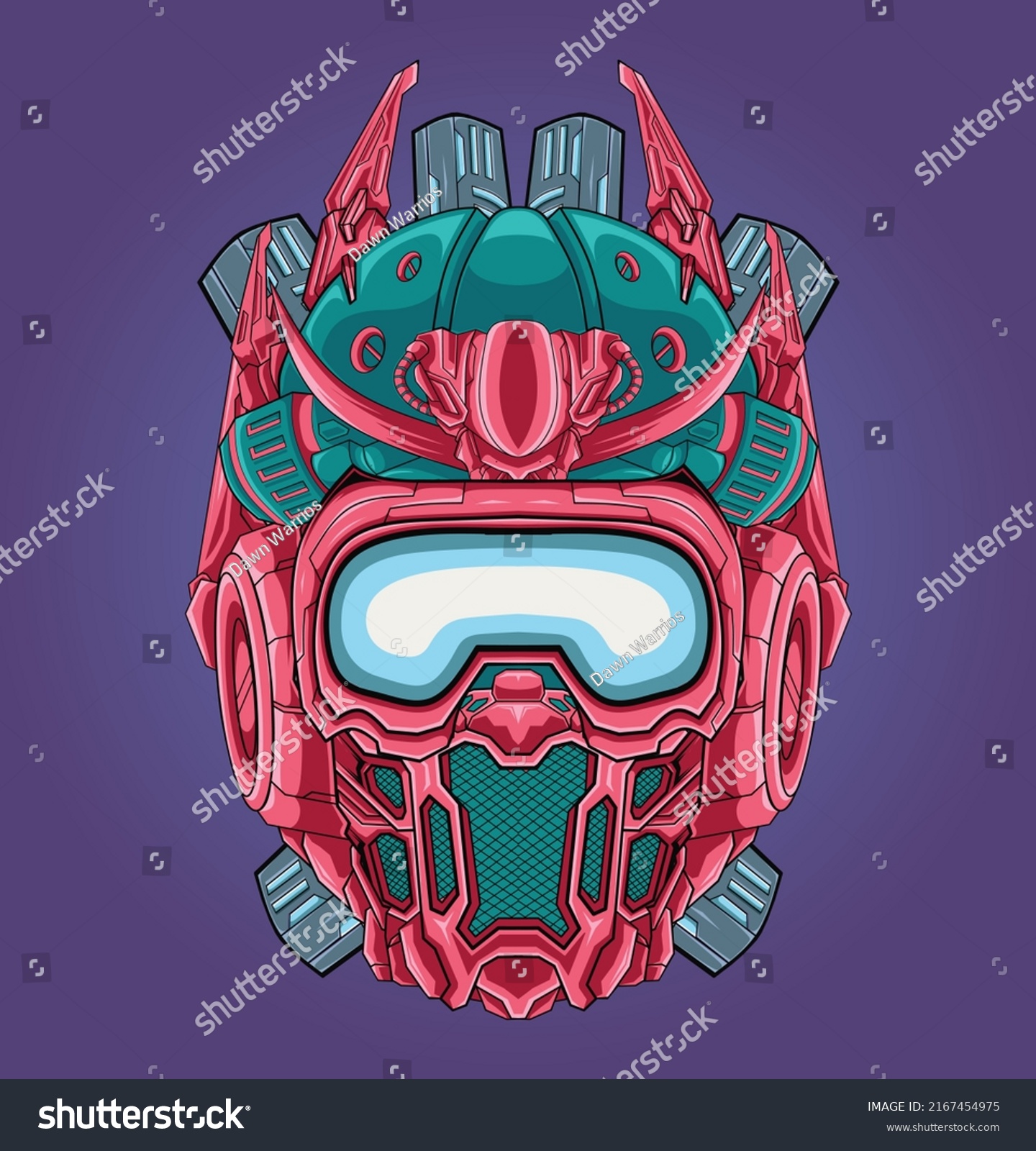 Mechanical Robot Head Illustration Design Stock Vector (Royalty Free ...