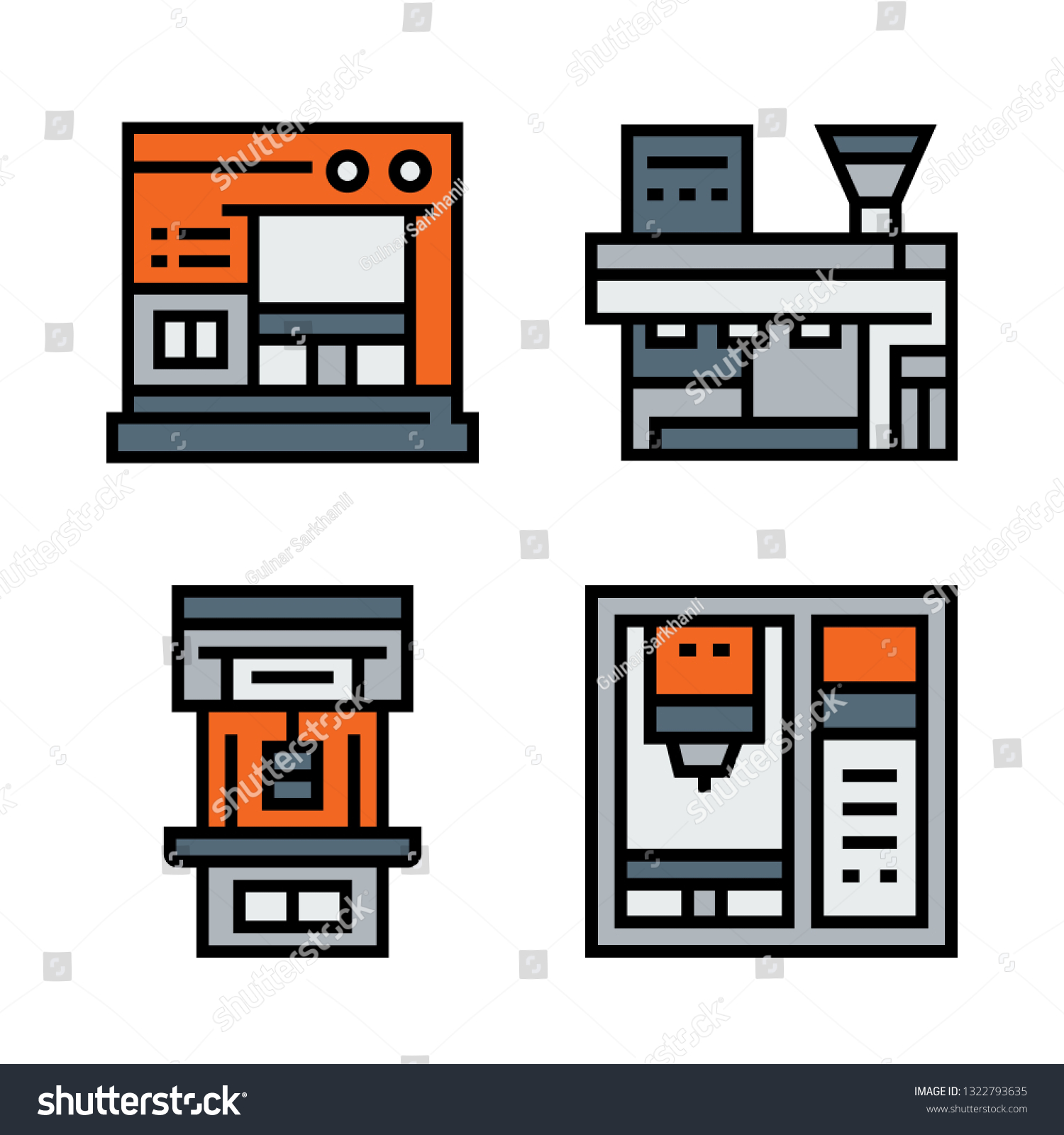 Mechanical Vector Icon Set Stock Vector (Royalty Free) 1322793635 ...