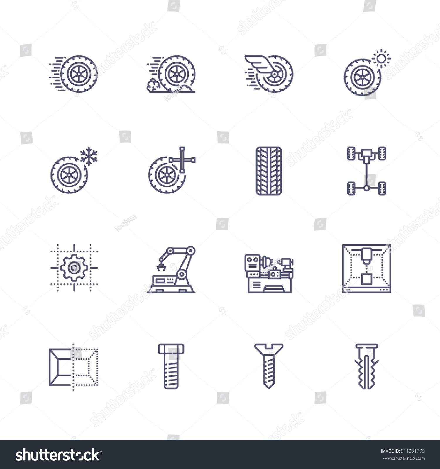 Mechanics Icons Stock Vector (Royalty Free) 511291795 | Shutterstock
