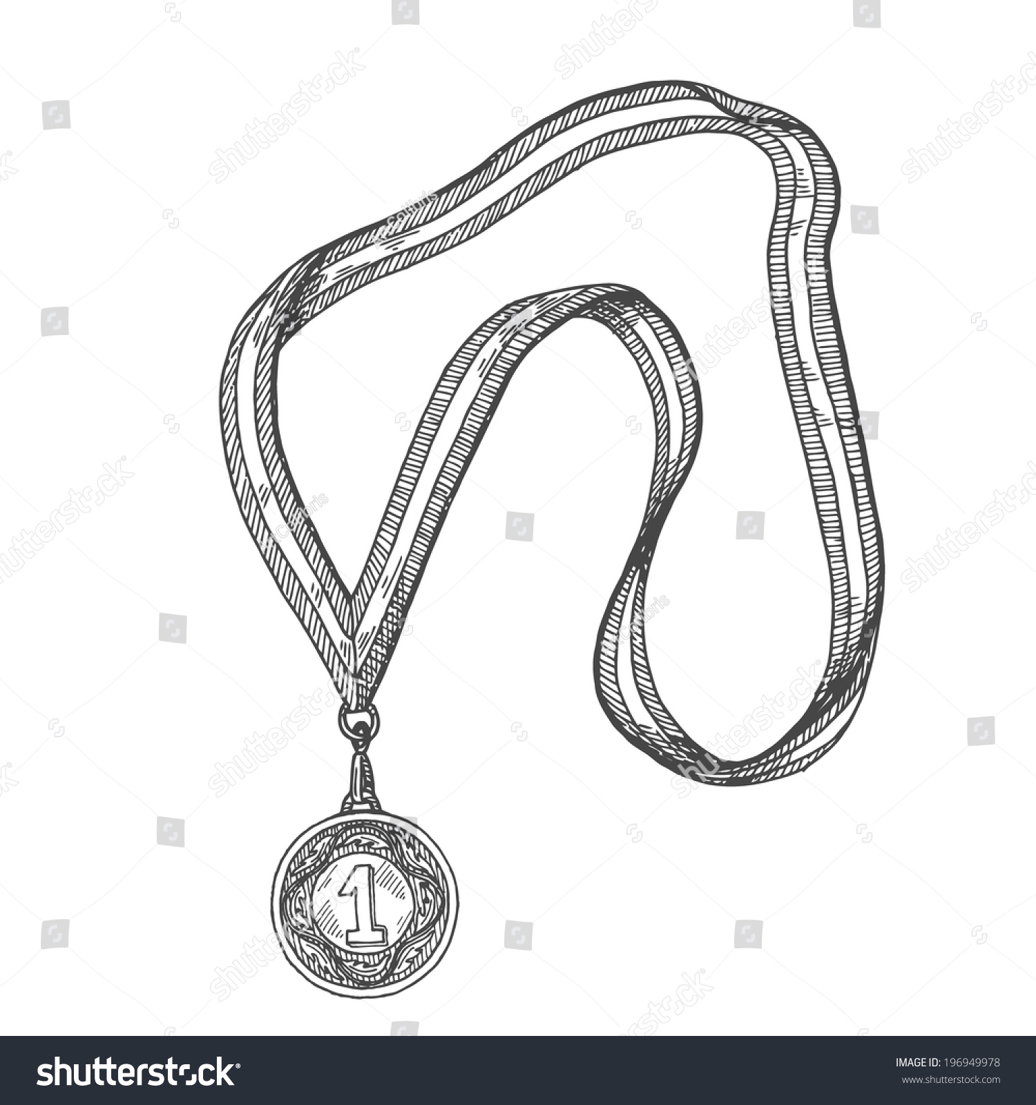 Medal Vector Hand Drawing: vector de stock (libre de regalías) 196949978