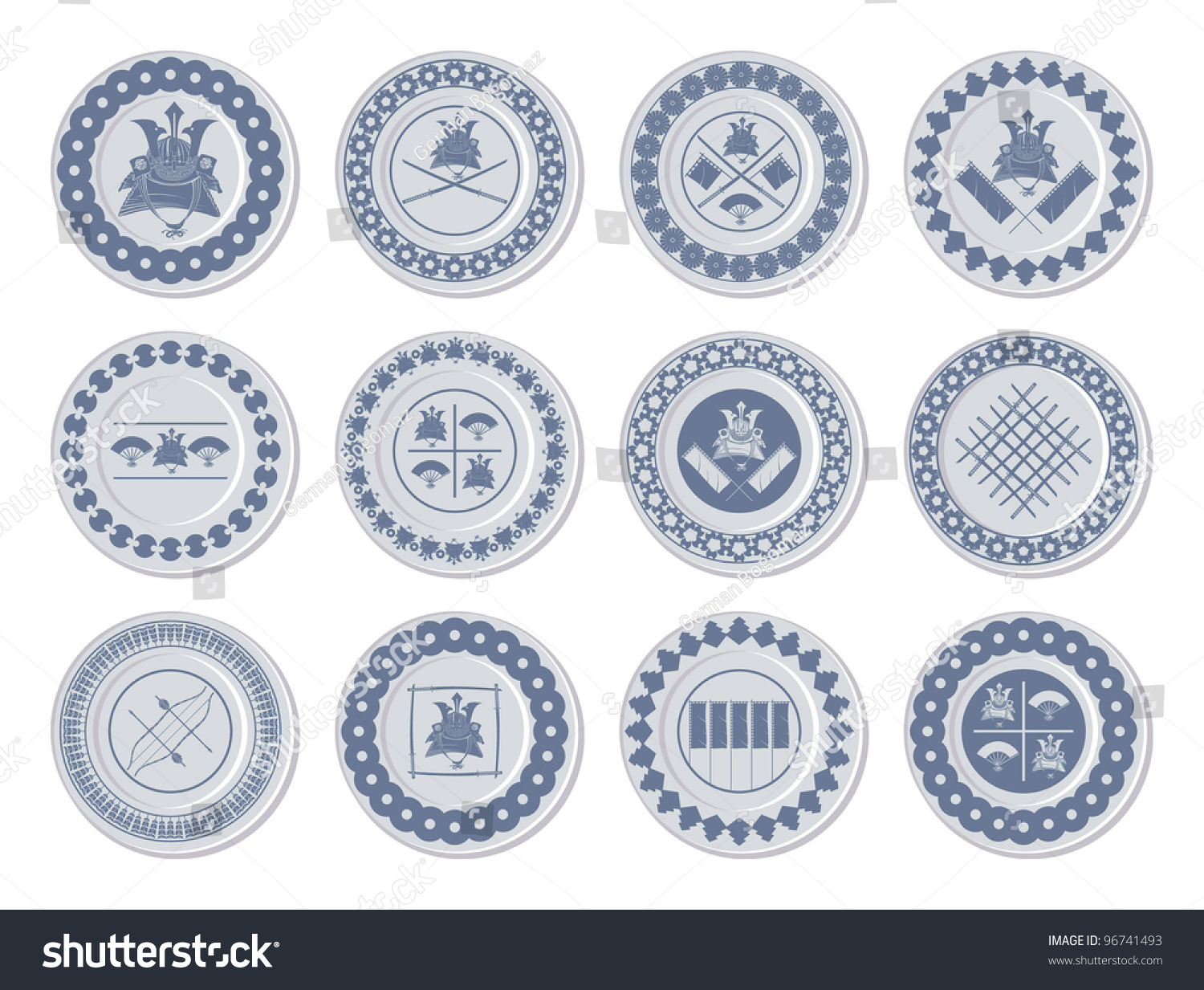 Medallions Samurai Vector Stock Vector (Royalty Free) 96741493 ...