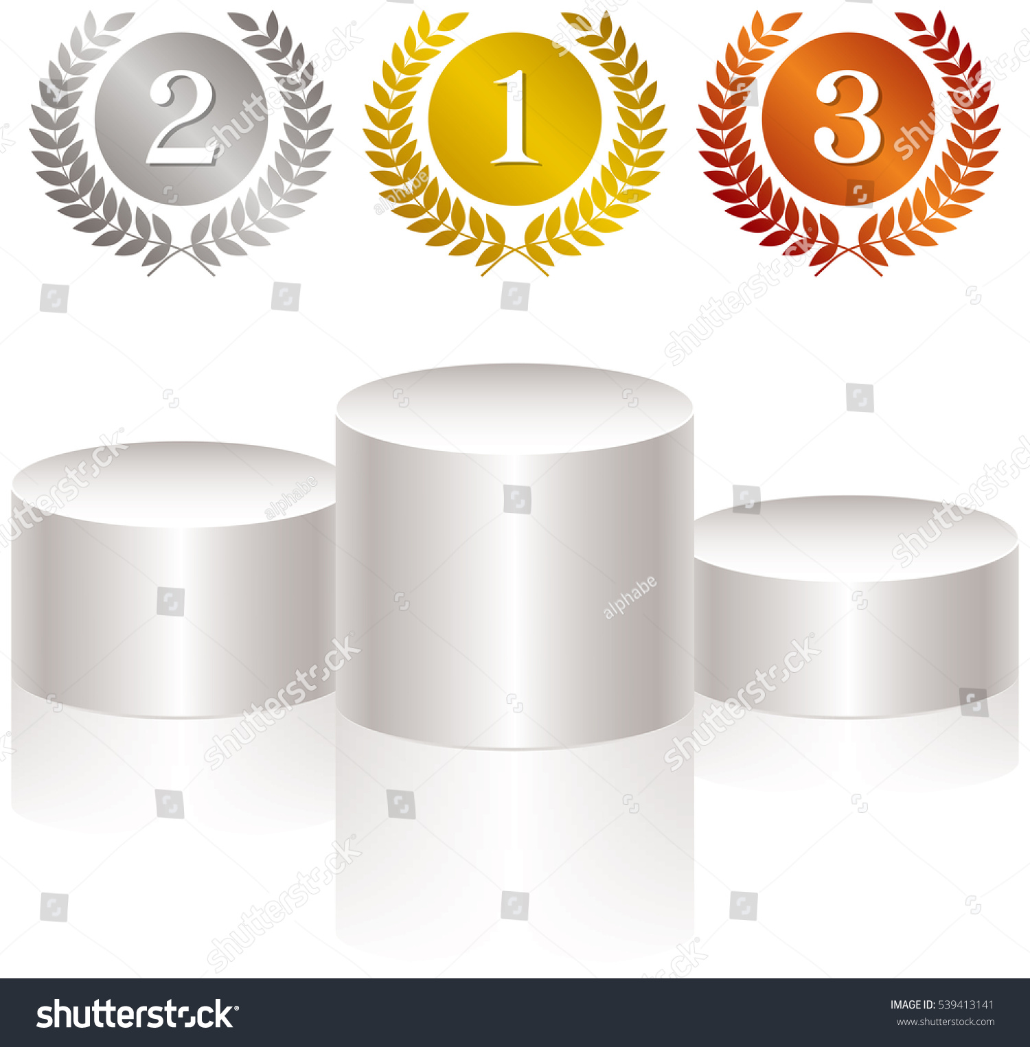 Medallas y podio: vector de stock (libre de regalías) 539413141 ...