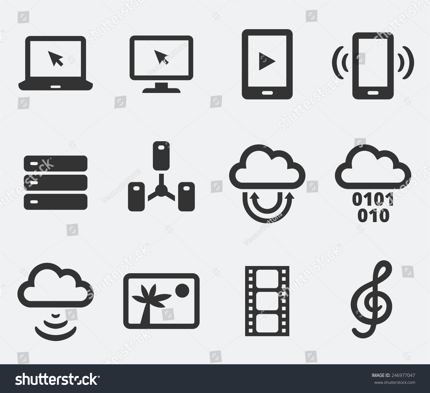 Media Computer Technology On Pale Background Stock Vector (Royalty Free ...