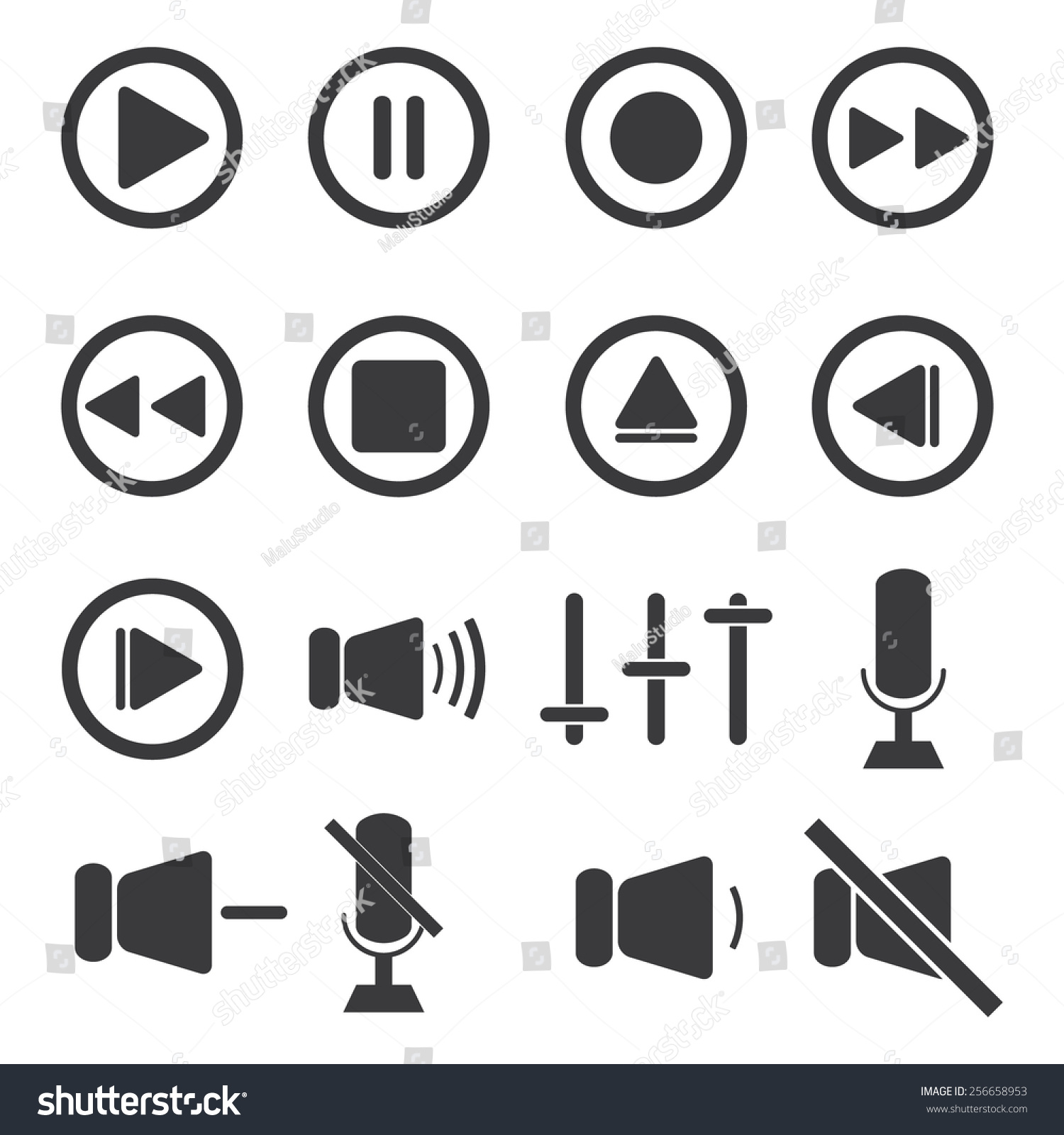 Media Buttons Icon Stock Vector (Royalty Free) 256658953