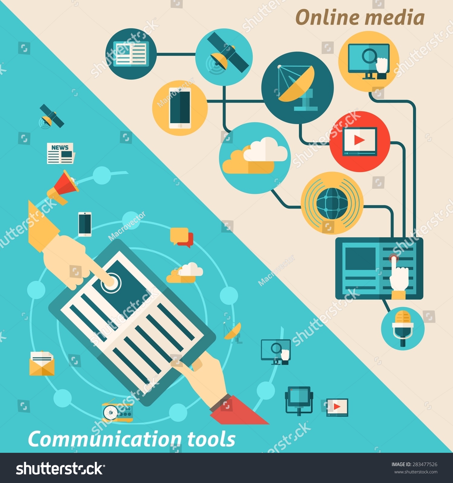 Media Corner Set Online Communication Tools Stock Vector (Royalty Free ...