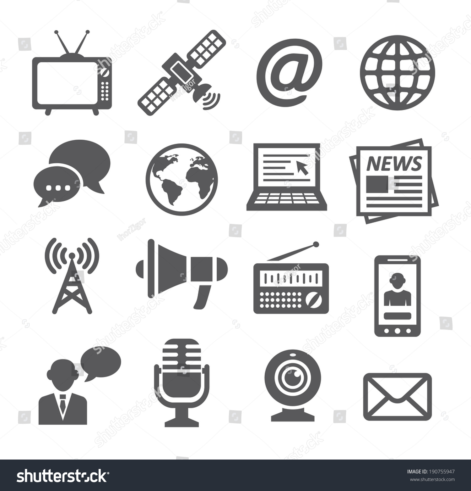 Media Icons Stock Vector Illustration 190755947 : Shutterstock