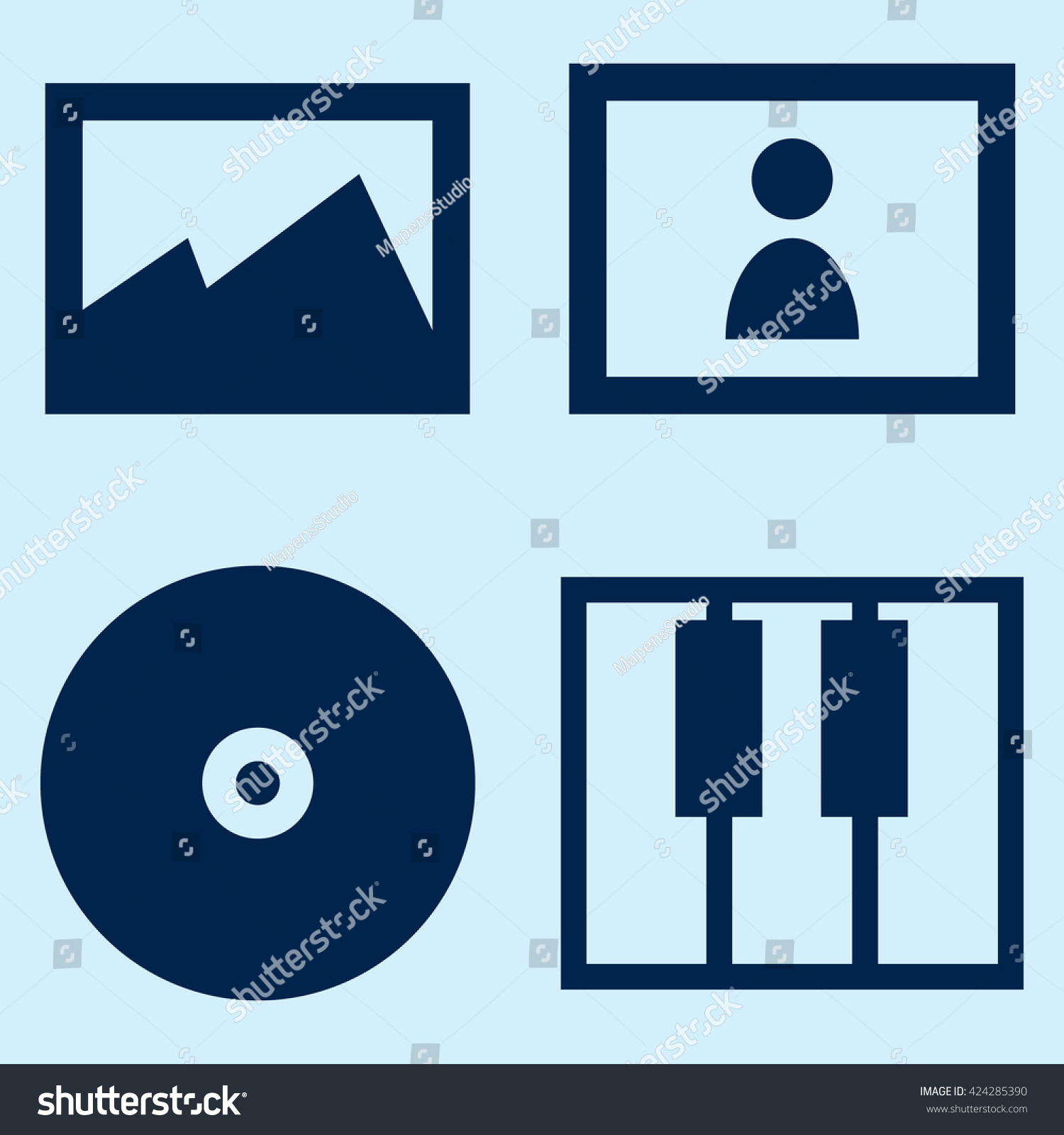 Media Icons Stock Vector (Royalty Free) 424285390 | Shutterstock