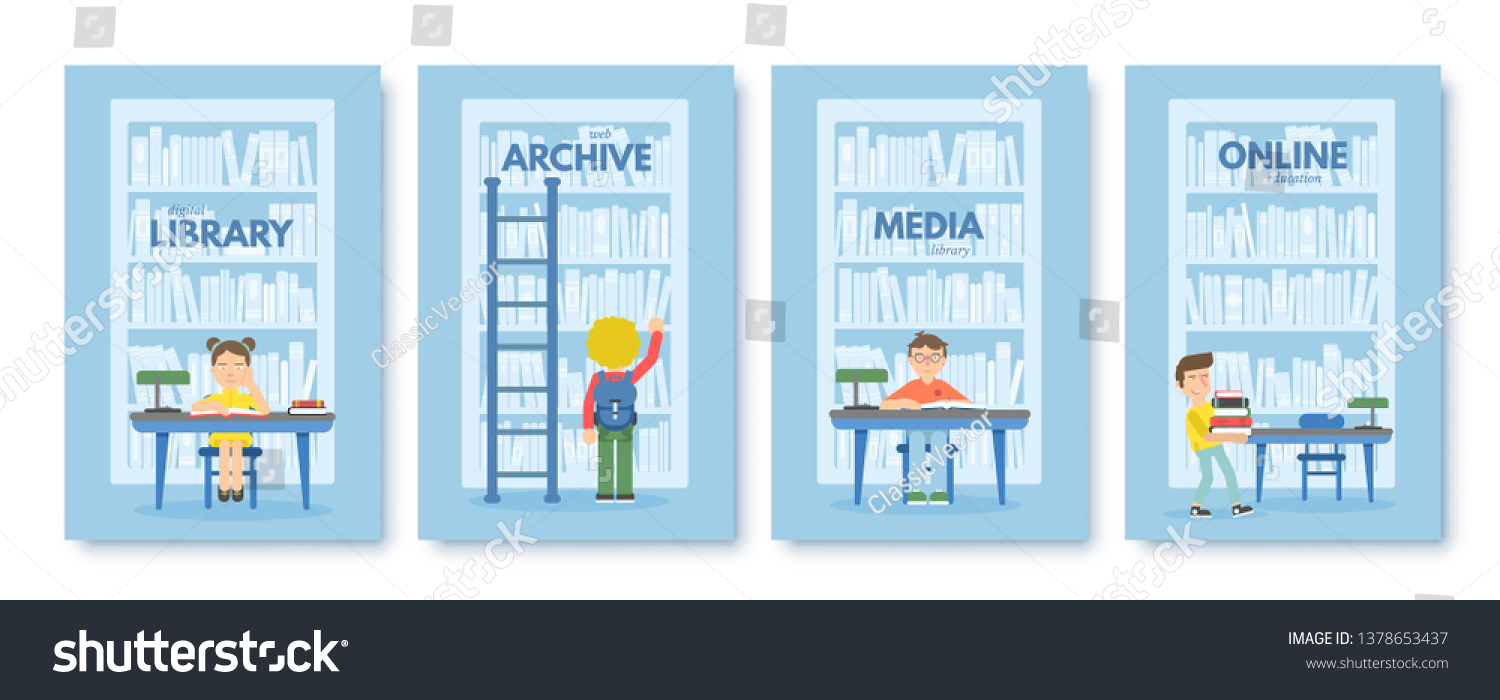 Media Library Brochure Vector Templates Set Stock Vector (Royalty Free ...