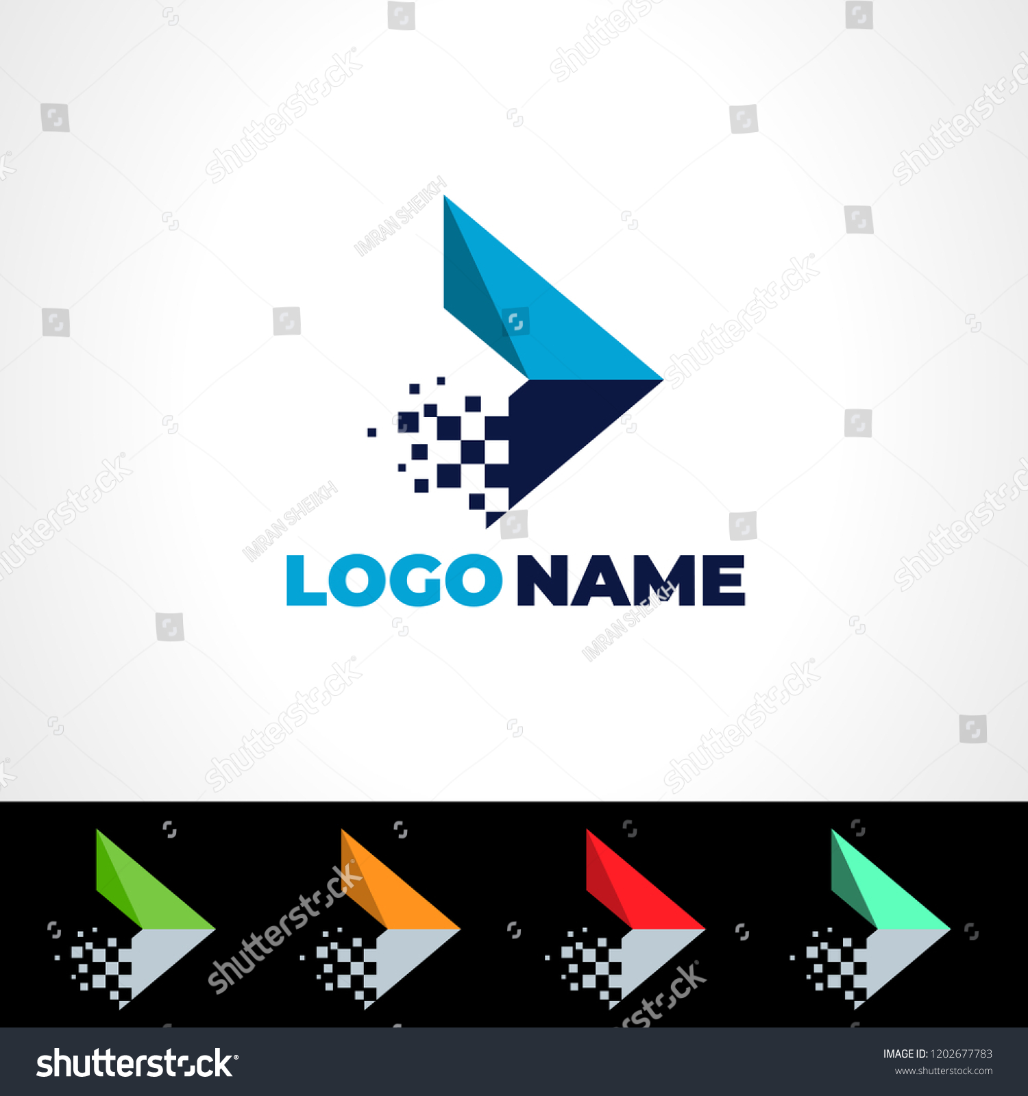 Stock vektor „Media Play Pixel Tech Logo“ (bez autorských poplatků) 1202677783 | Shutterstock