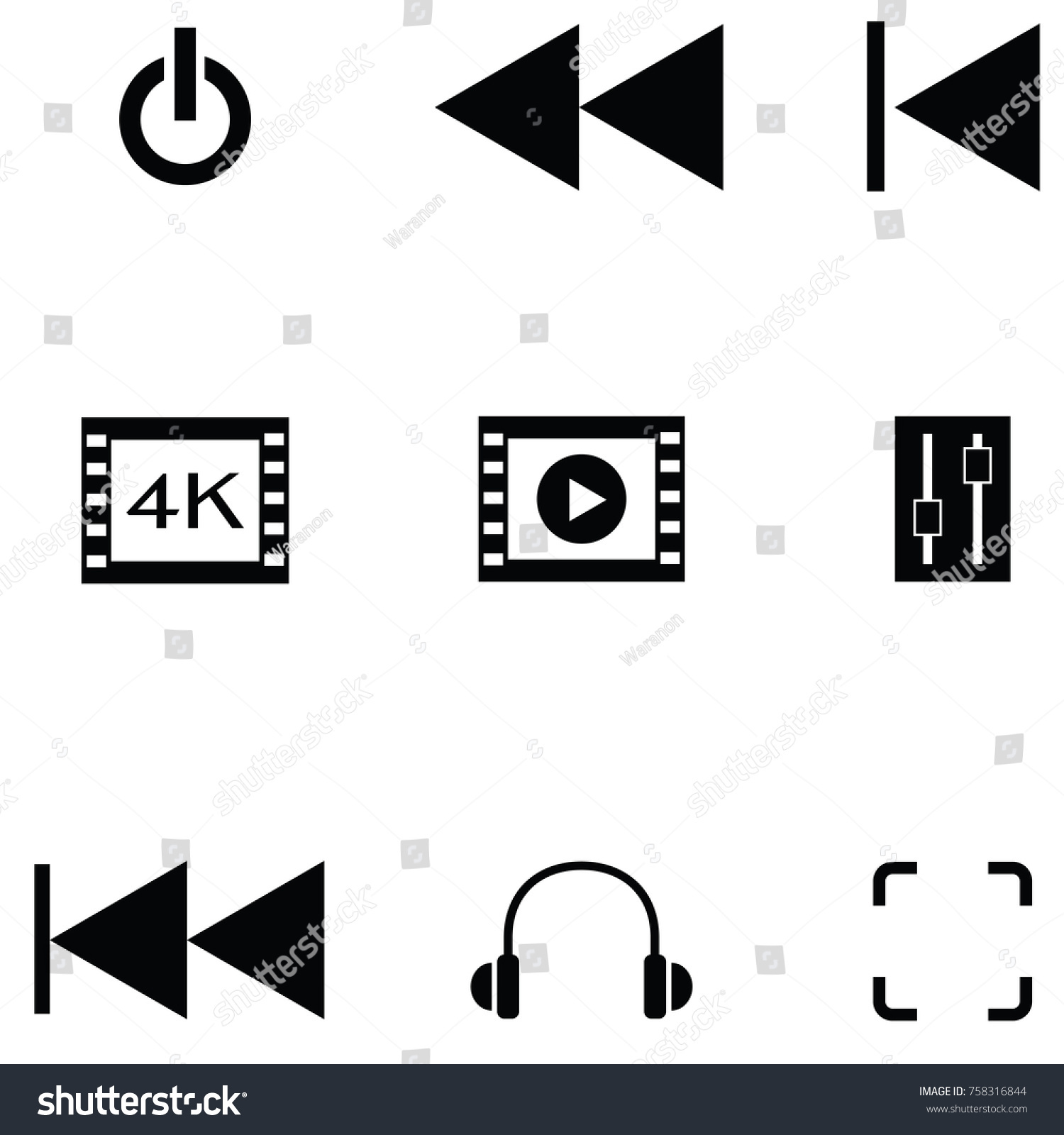 Media Player Icon Set Stock Vector (Royalty Free) 758316844 | Shutterstock