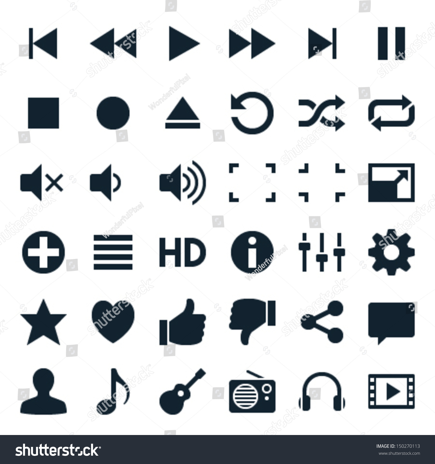 Media Player Icons Stock Vector 150270113 - Shutterstock