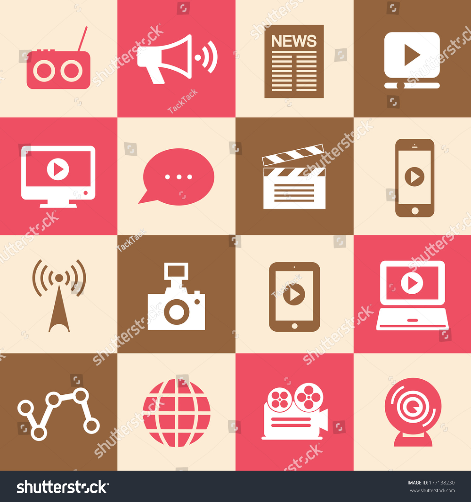 Media Symbol Set Use Stock Vector 177138230 - Shutterstock