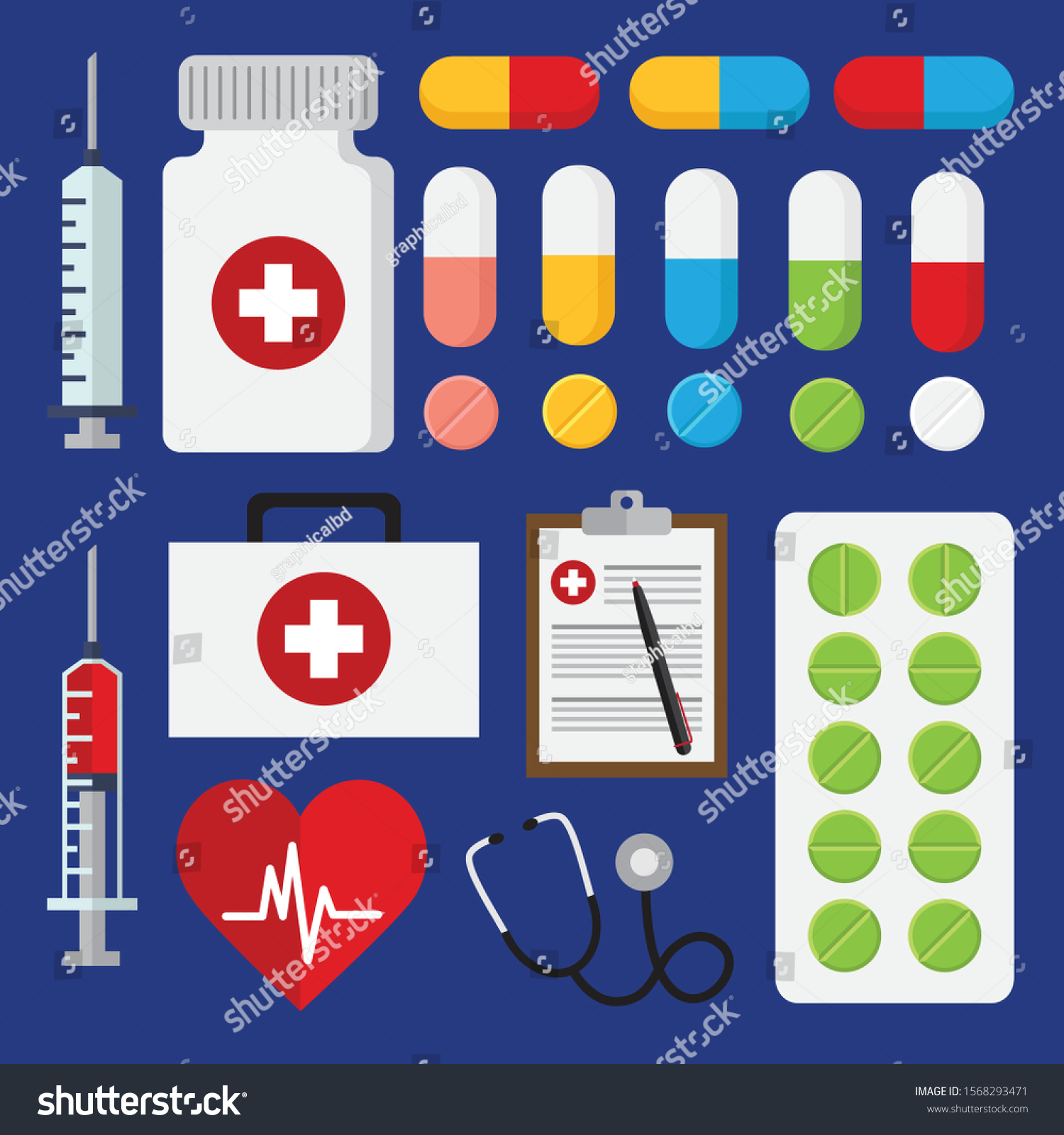 Medical Elements Icons Vector Illustration Stock Vector (Royalty Free ...