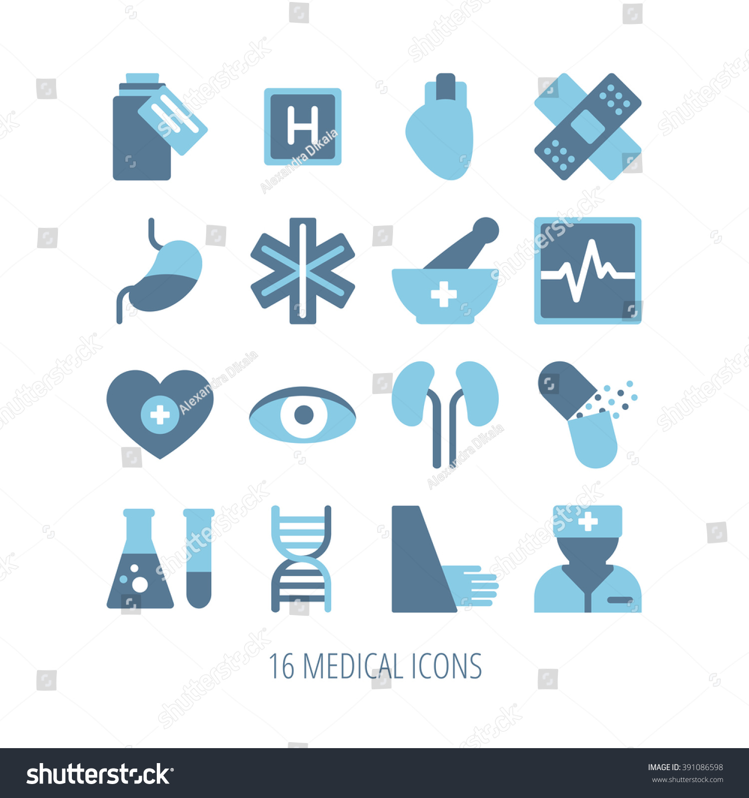 Medical Icons On White Background Vector Stock Vector 391086598 ...