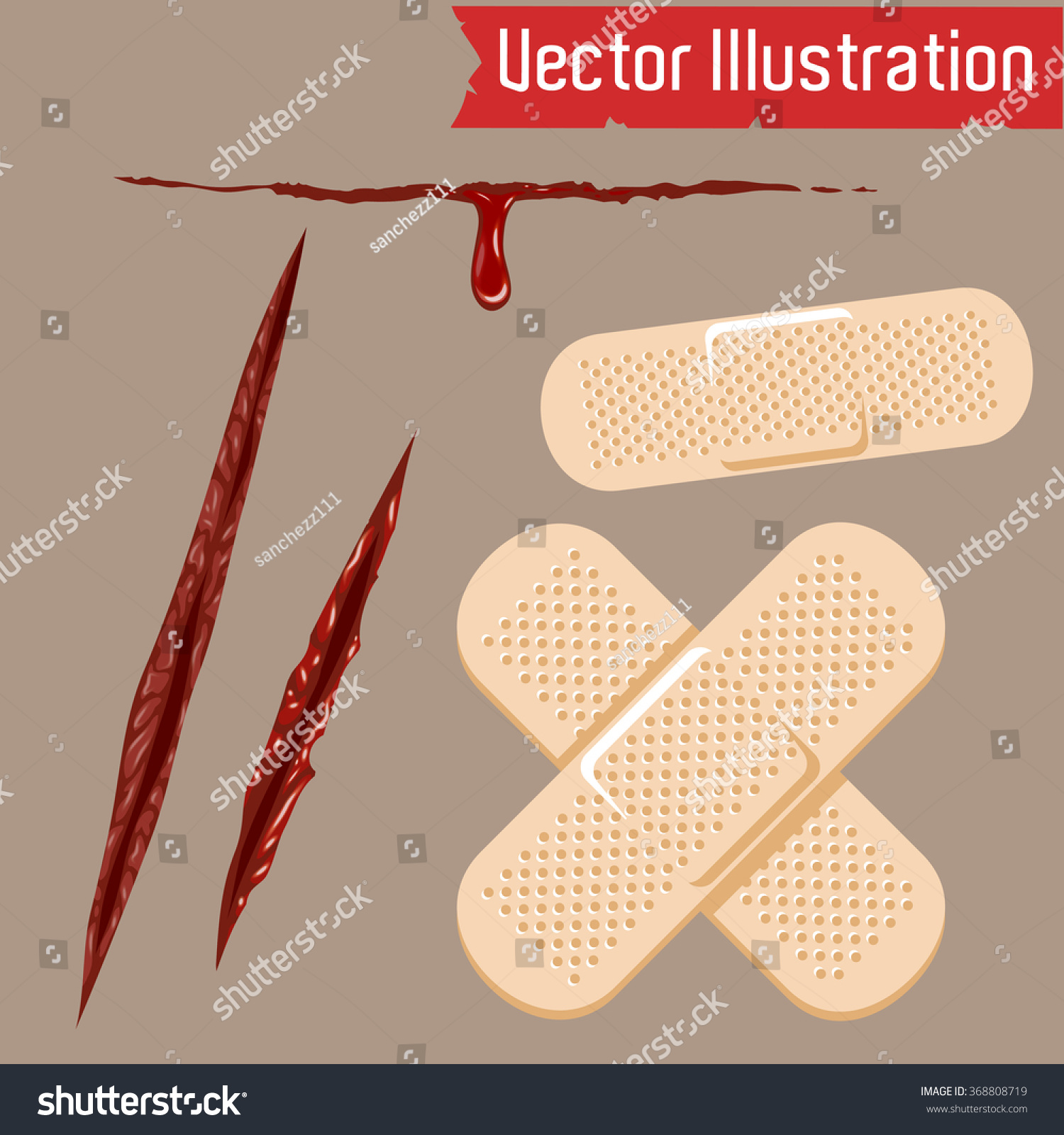 Medical Patch Wounds Vector Illustration Stock Vector (Royalty Free ...